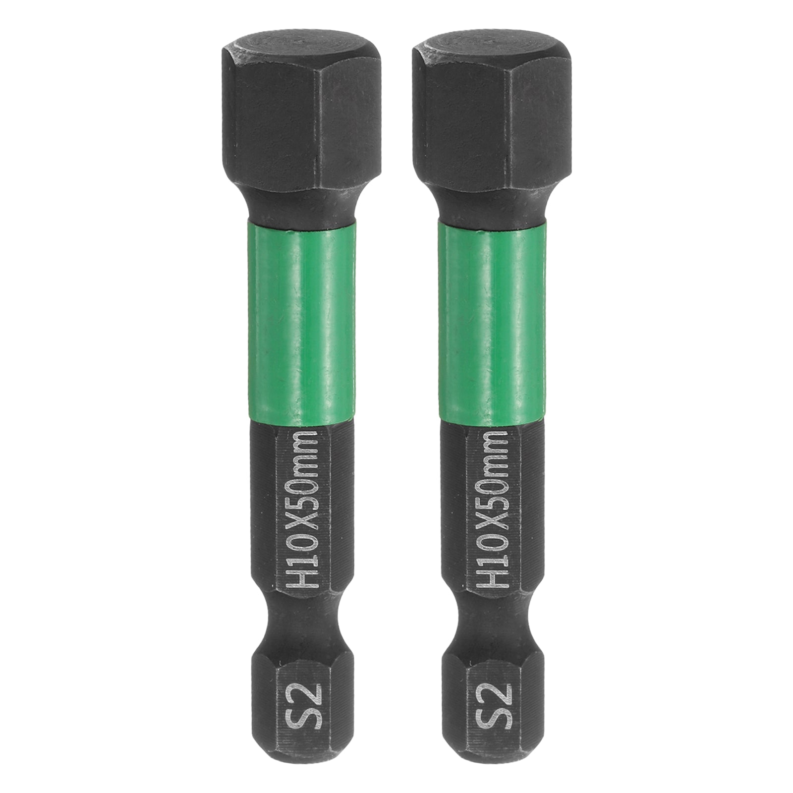 2pcs H10 Flat Hex Screwdriver Bit 10mm Tip 1/4" Shank 2" Long Black ...