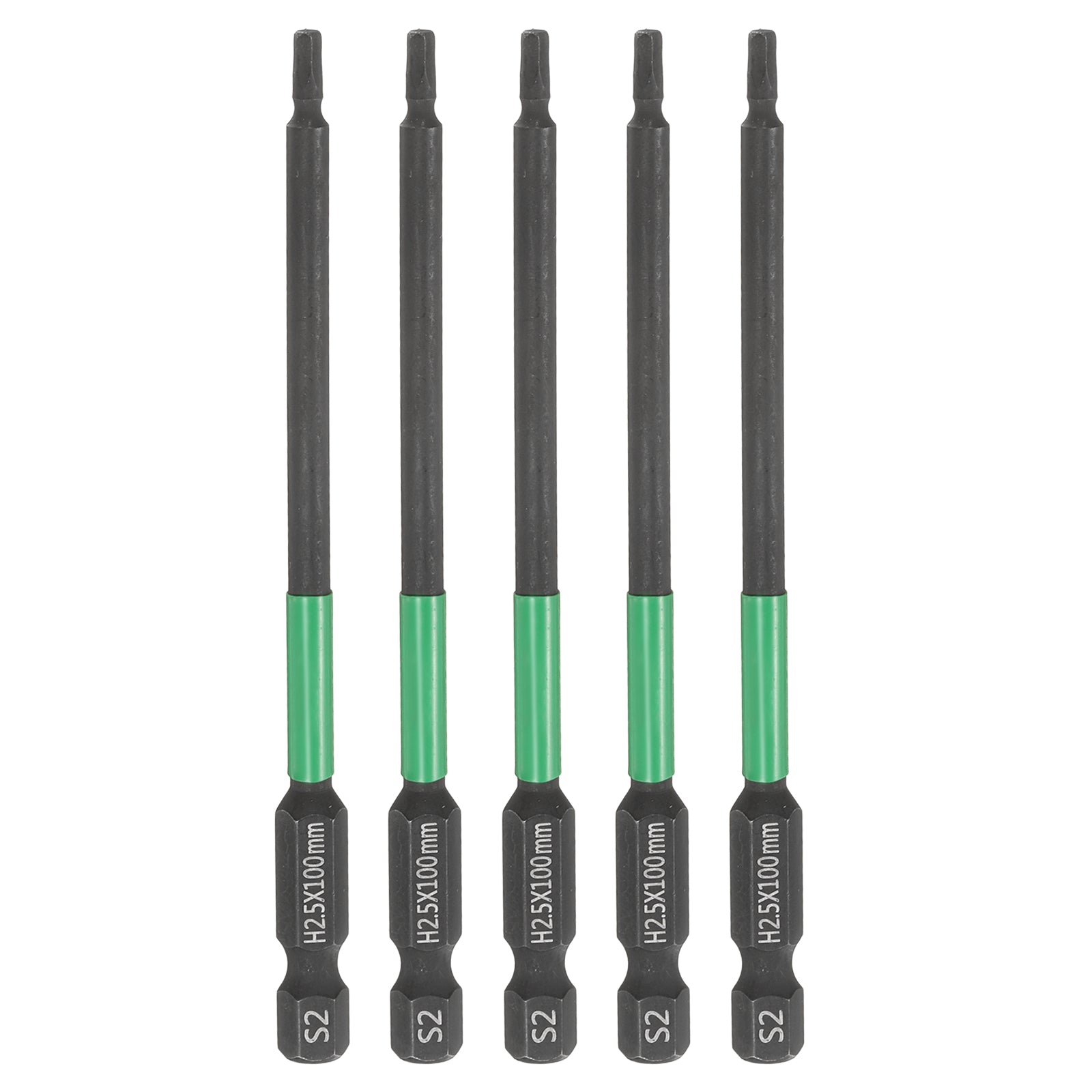5pcs H2.5 Flat Hex Screwdriver Bit 2.5mm Tip 1/4" Shank 4" Long Black ...
