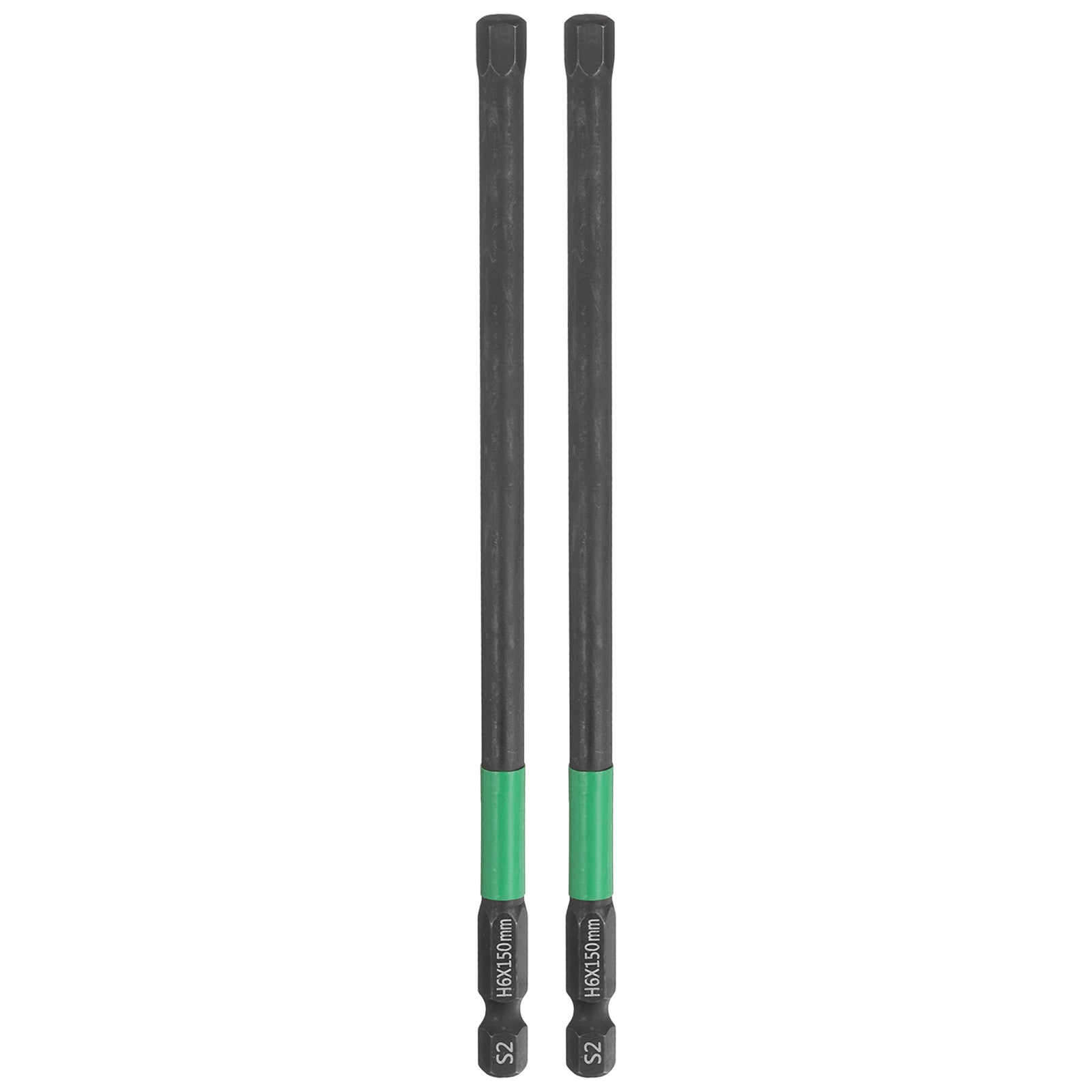 2pcs H6 Flat Hex Screwdriver Bit 6mm Tip 1/4" Shank 6" Long Black ...