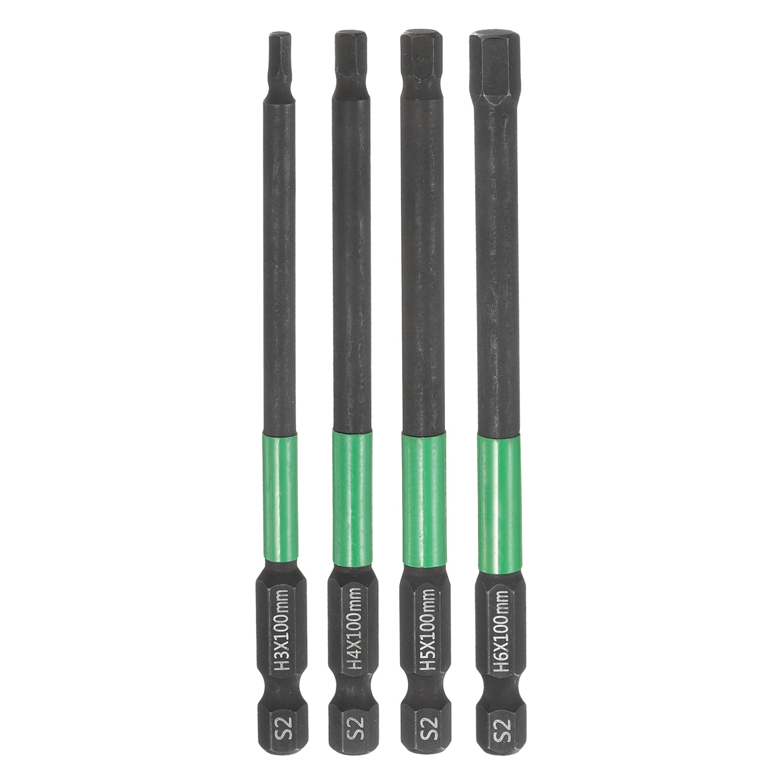 4pcs H3-H6(3mm-6mm) Flat Hex Screwdriver Bit Set 1/4" Shank 4" Long ...