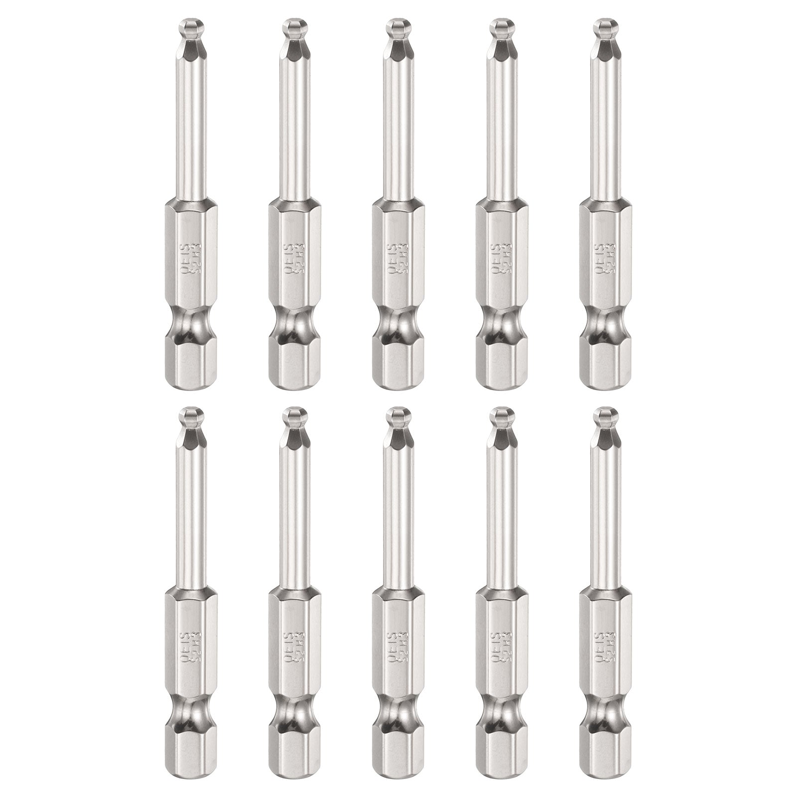 10pcs Ball End Hex Screwdriver Bit H3 Head 1/4" Hex Shank 2" Long ...