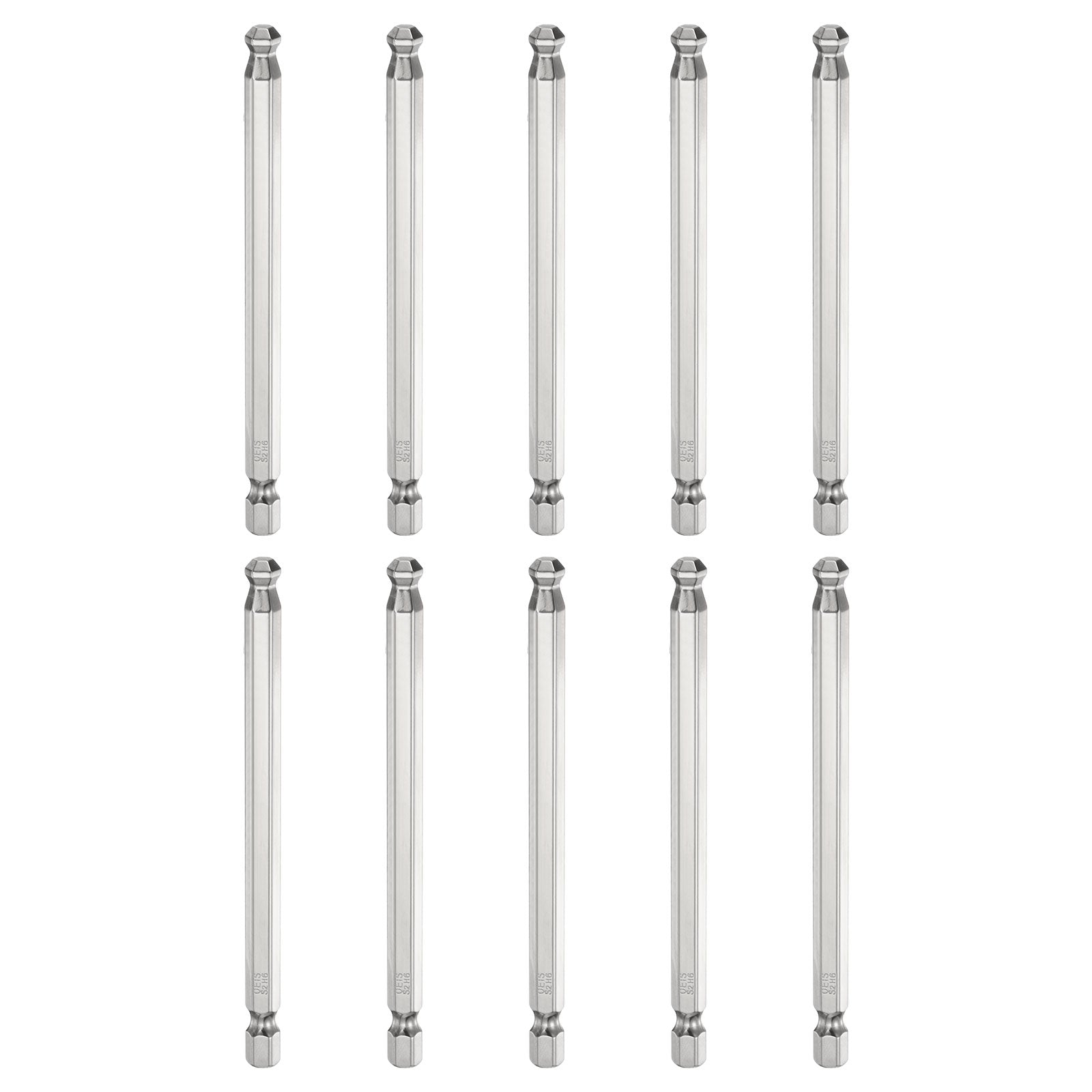 10pcs Ball End Hex Screwdriver Bit H6 Head 1/4" Hex Shank 4" Long ...