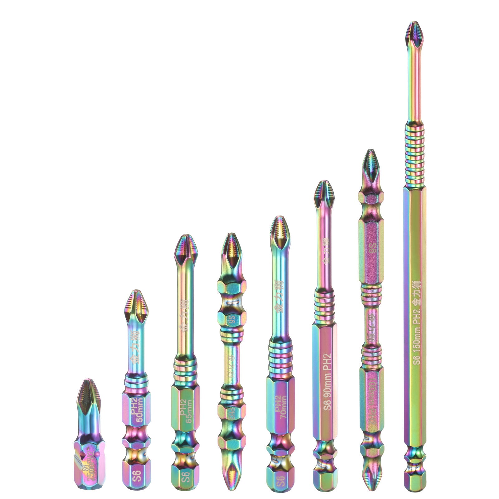 8pcs Anti Slip Phillips Screwdriver Bit Set PH2 1/4" Shank 1"-6" Long ...