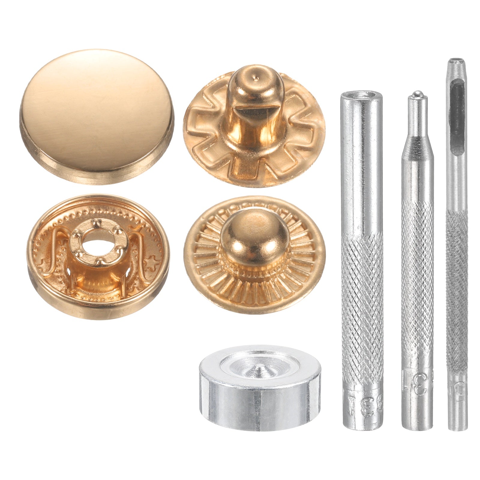 42Set 15mm Leather Snap Fastener Kit 2.76" Long W 4 Install Tools, Gold ...