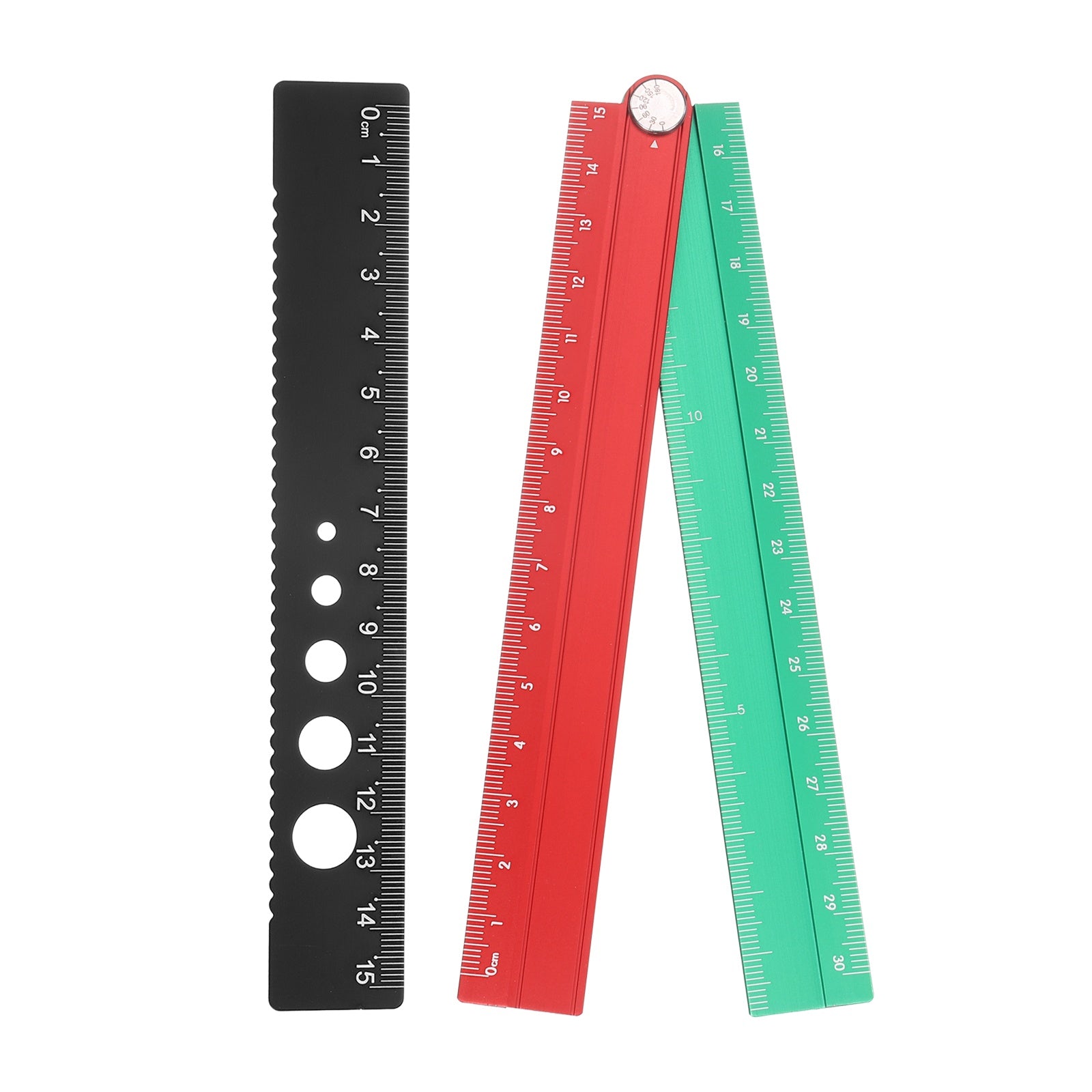 Folding and Straight Ruler Kit 30/15cm Metric Aluminum Alloy Ruler, Red ...