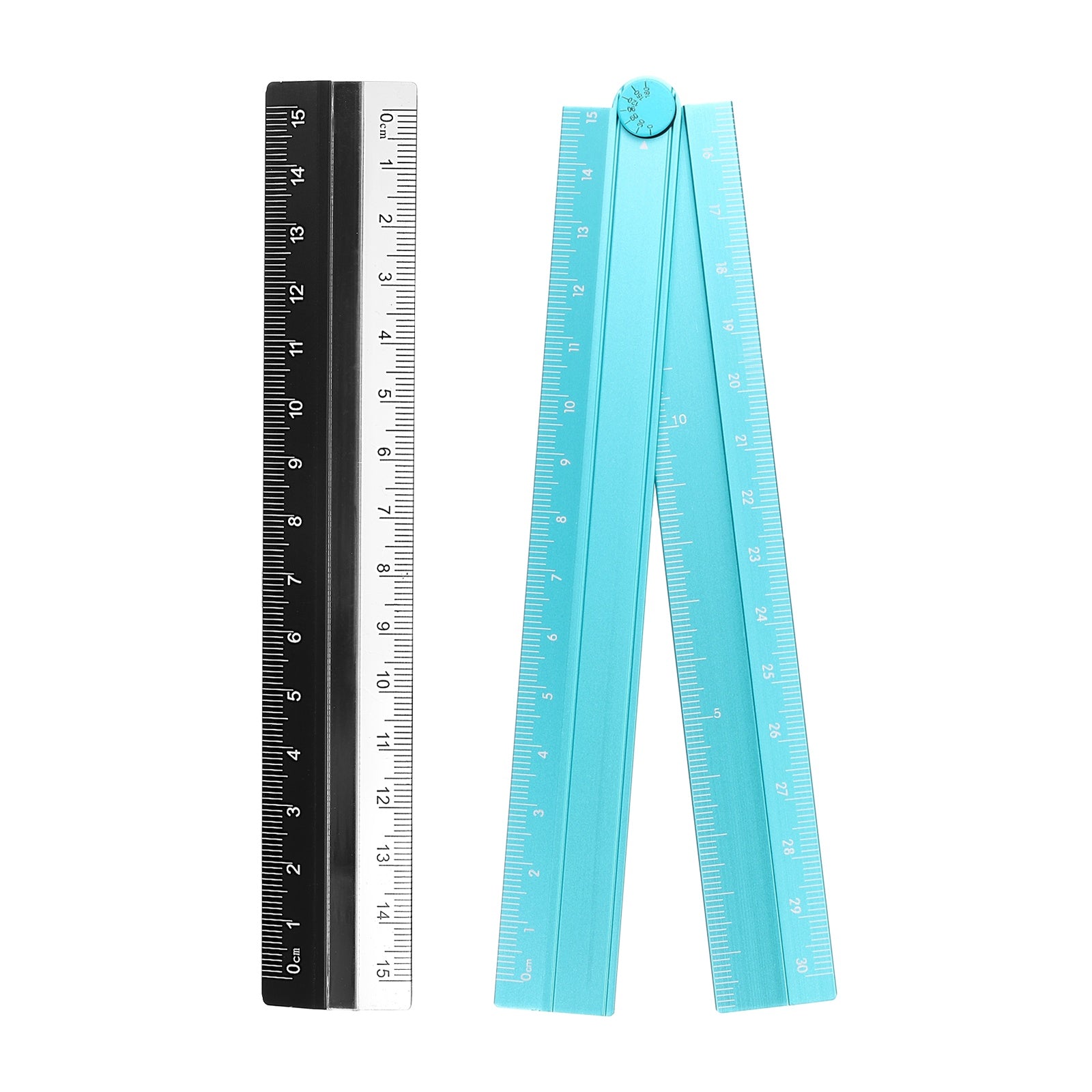 Folding and Straight Ruler Kit 30/15cm Aluminum Plastic Ruler, Black ...