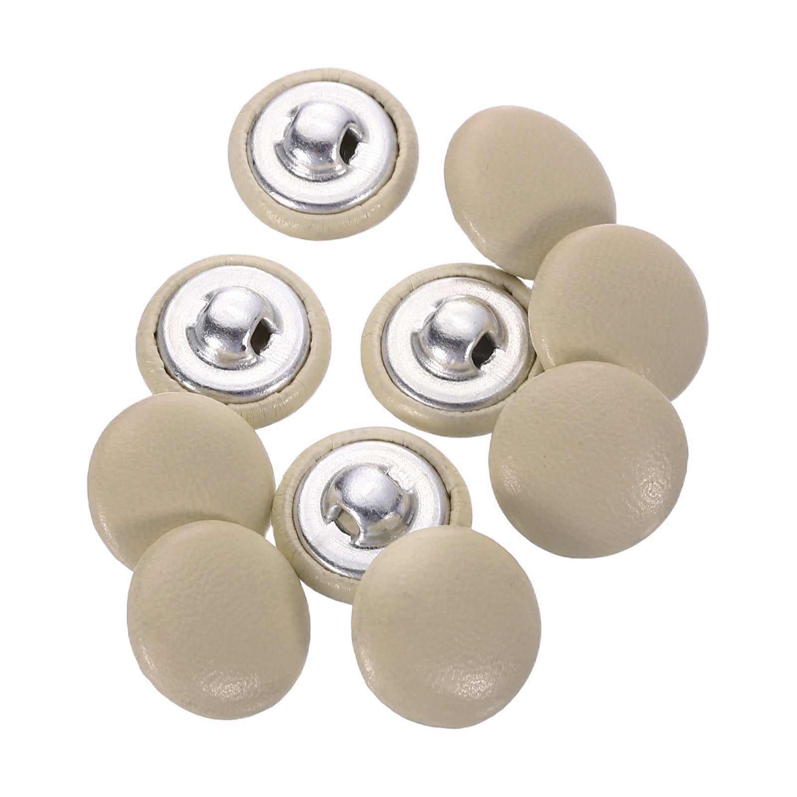 10pcs PU Leather Covered Button 15mm Aluminum Shank Round Button, Light ...