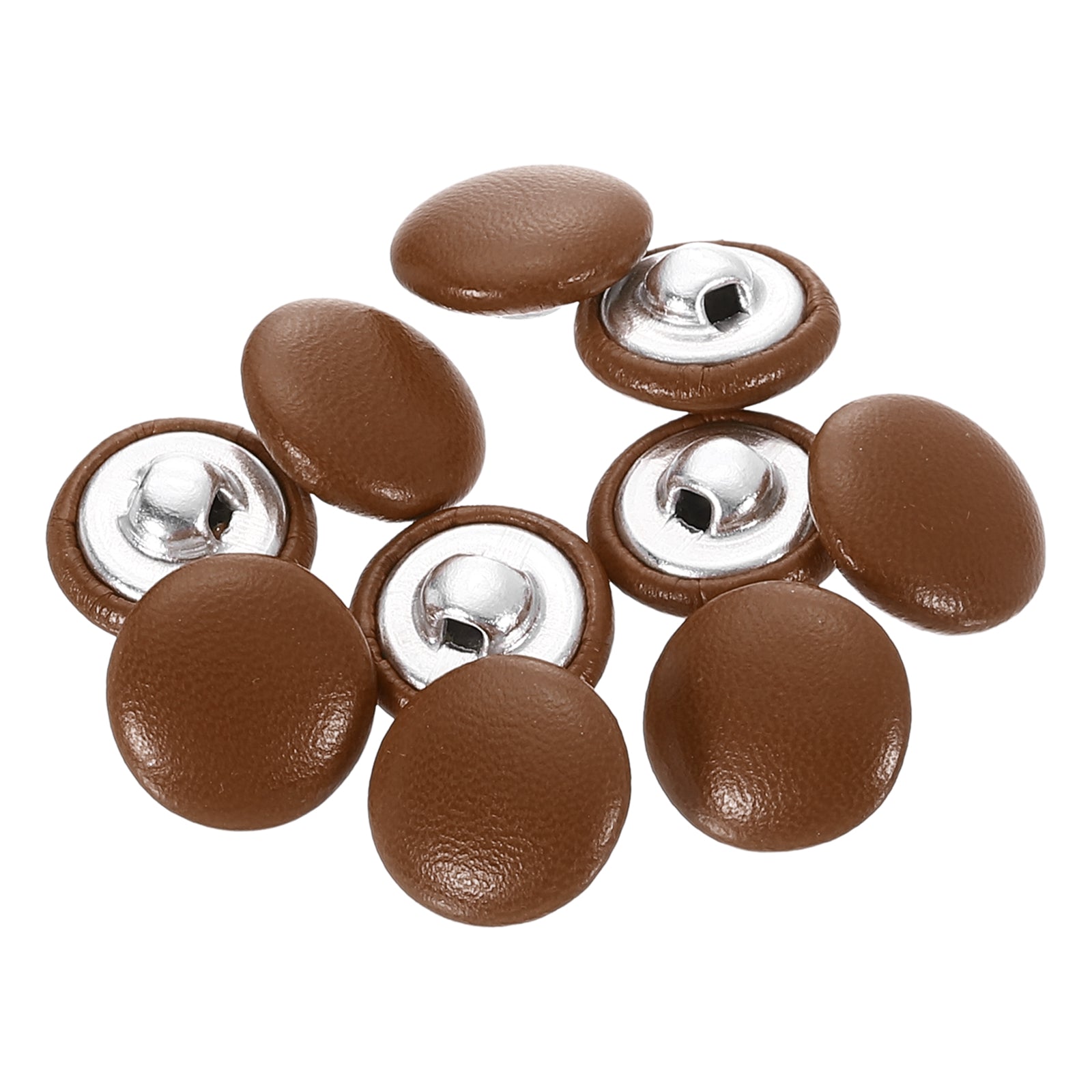 25pcs PU Leather Covered Button 15mm Aluminum Shank Round Button ...
