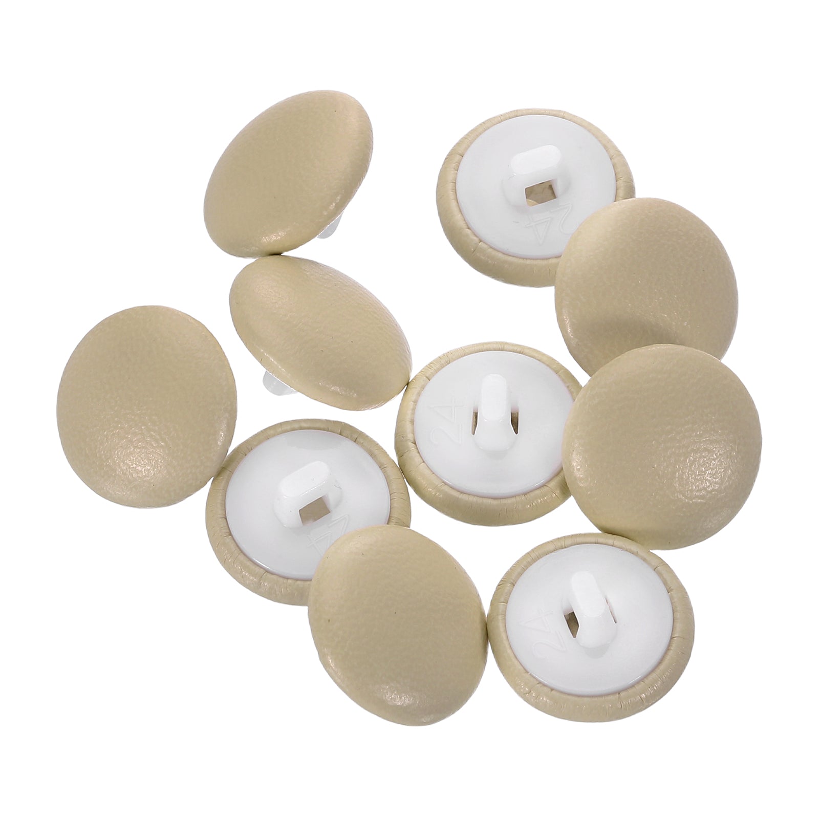 25pcs PU Leather Covered Button 15mm Plastic Shank Round Button, Light ...
