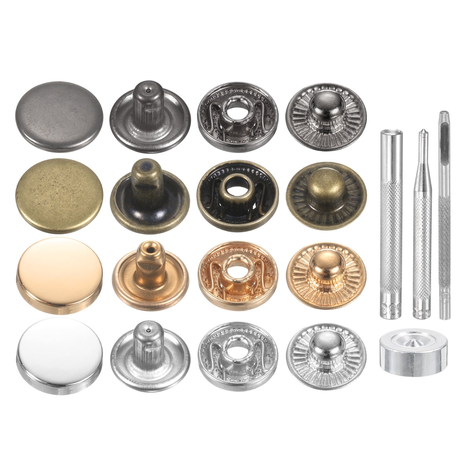 24Set 12.5mm Leather Snap Fastener Kit with 4 Install Tools, 4 Colors ...