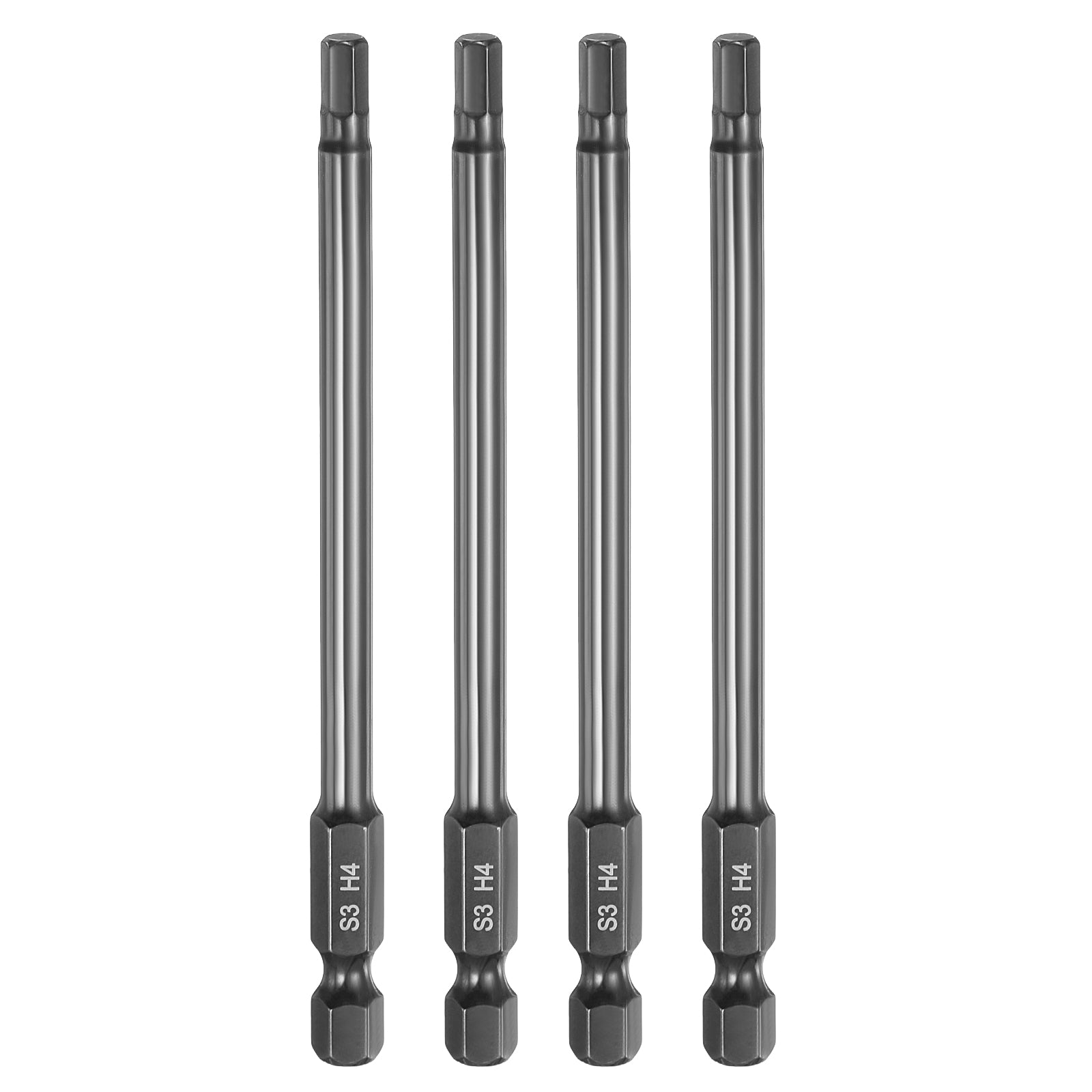 4pcs Flat Hex Screwdriver Bit H4 Magnetic Tip 1/4" Hex Shank 4" Long S3 ...