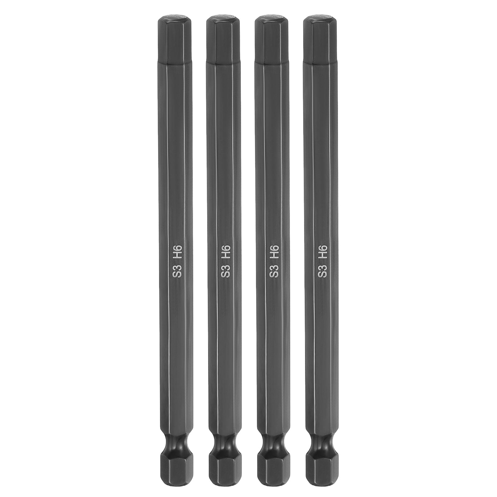 4pcs Flat Hex Screwdriver Bit H6 Magnetic Tip 1/4" Hex Shank 4" Long S3 ...