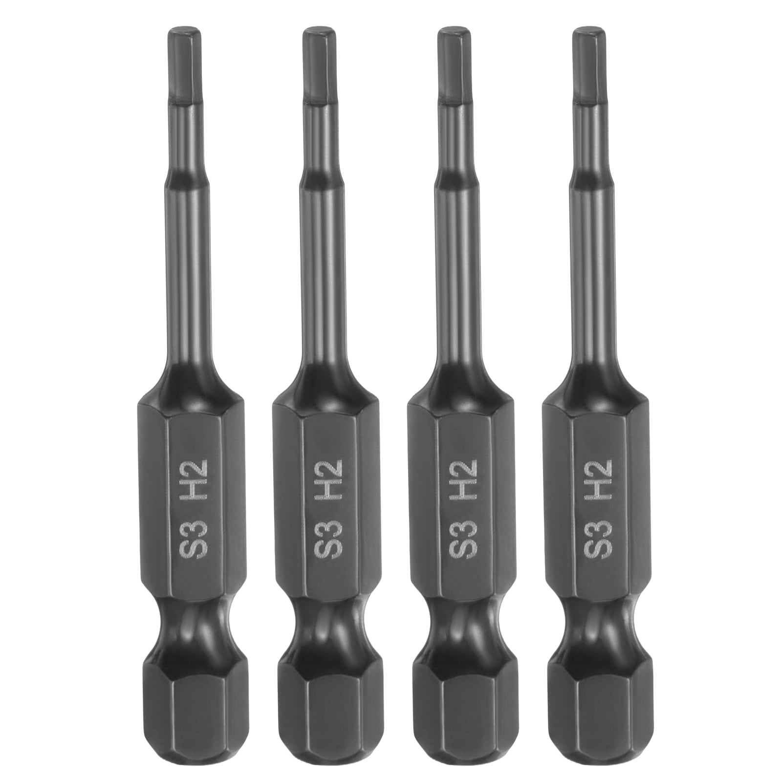 4pcs Flat Hex Screwdriver Bit H2 Magnetic Tip 1/4" Hex Shank 2" Long S3 ...