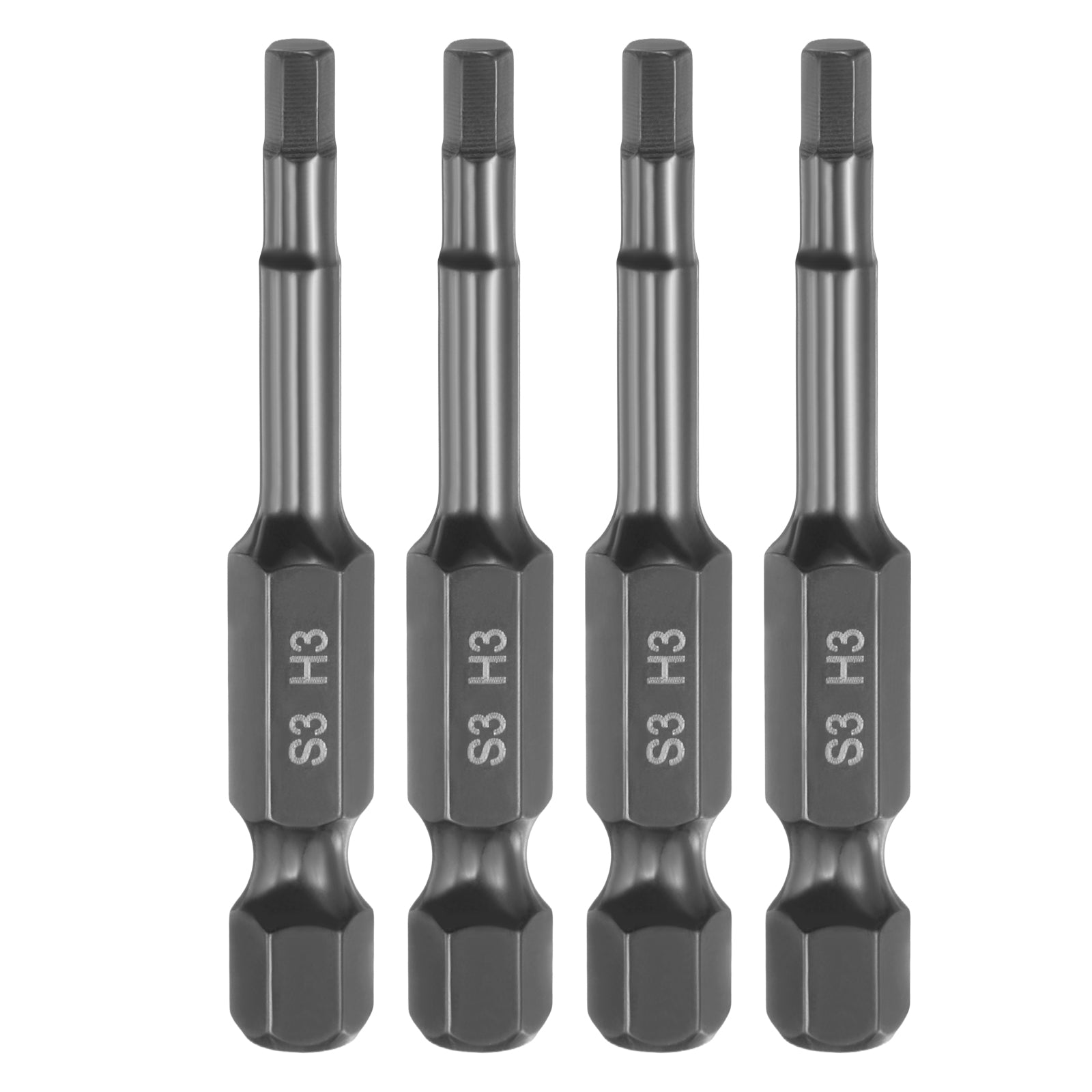 4pcs Flat Hex Screwdriver Bit H3 Magnetic Tip 1/4" Hex Shank 2" Long S3 ...