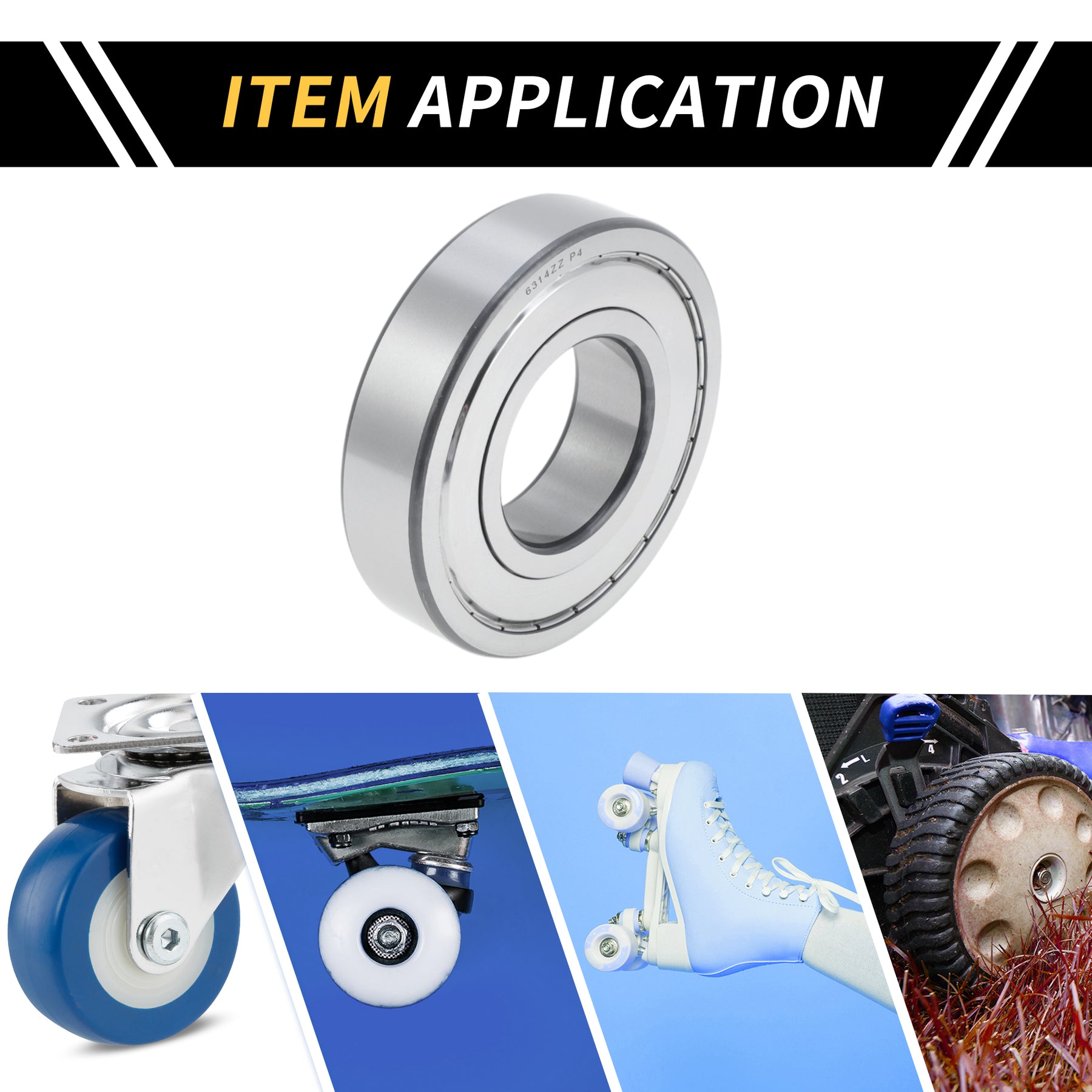 6314ZZ Deep Groove Ball Bearings 70x150x35mm P4 Double Metal Seal ...