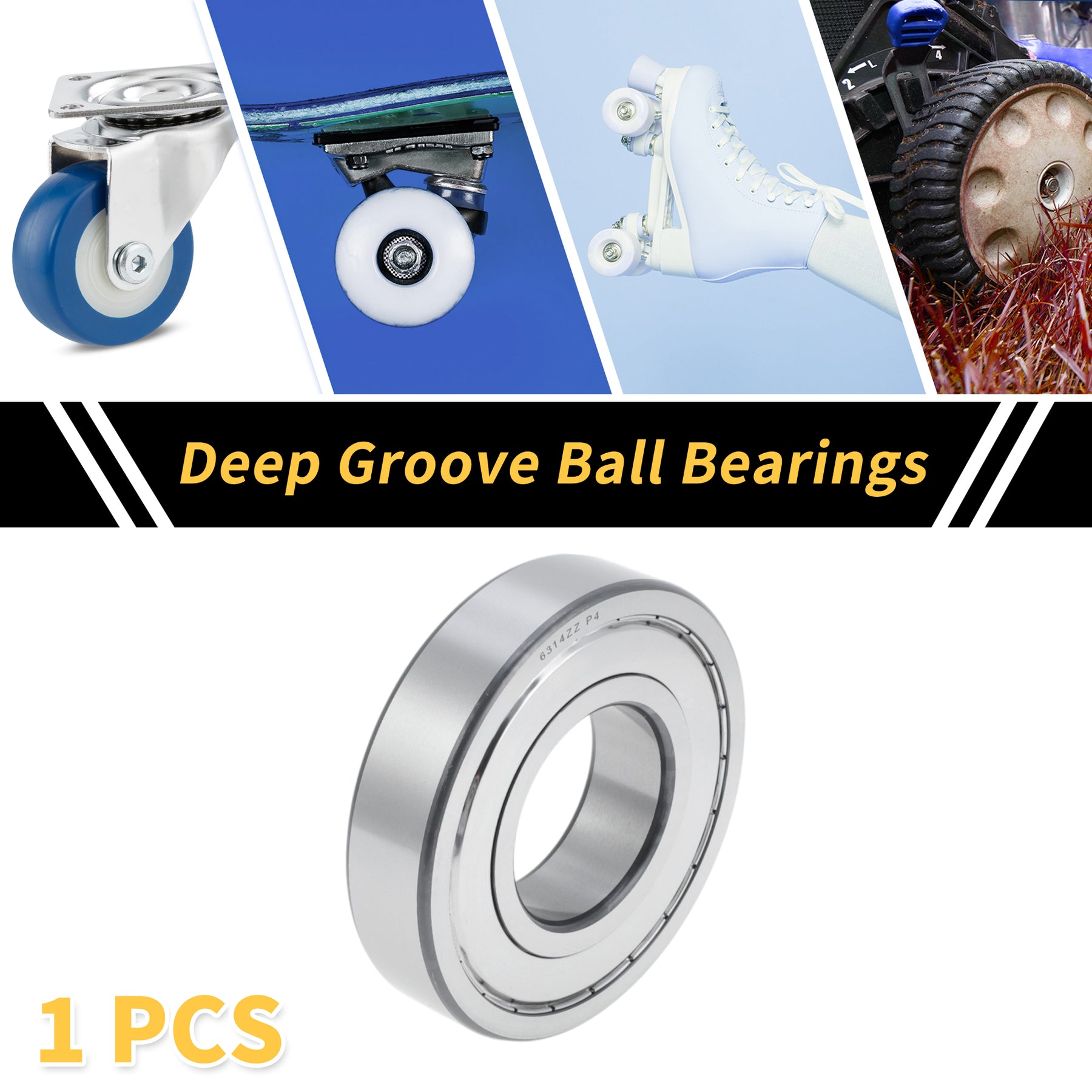 6314ZZ Deep Groove Ball Bearings 70x150x35mm P4 Double Metal Seal ...