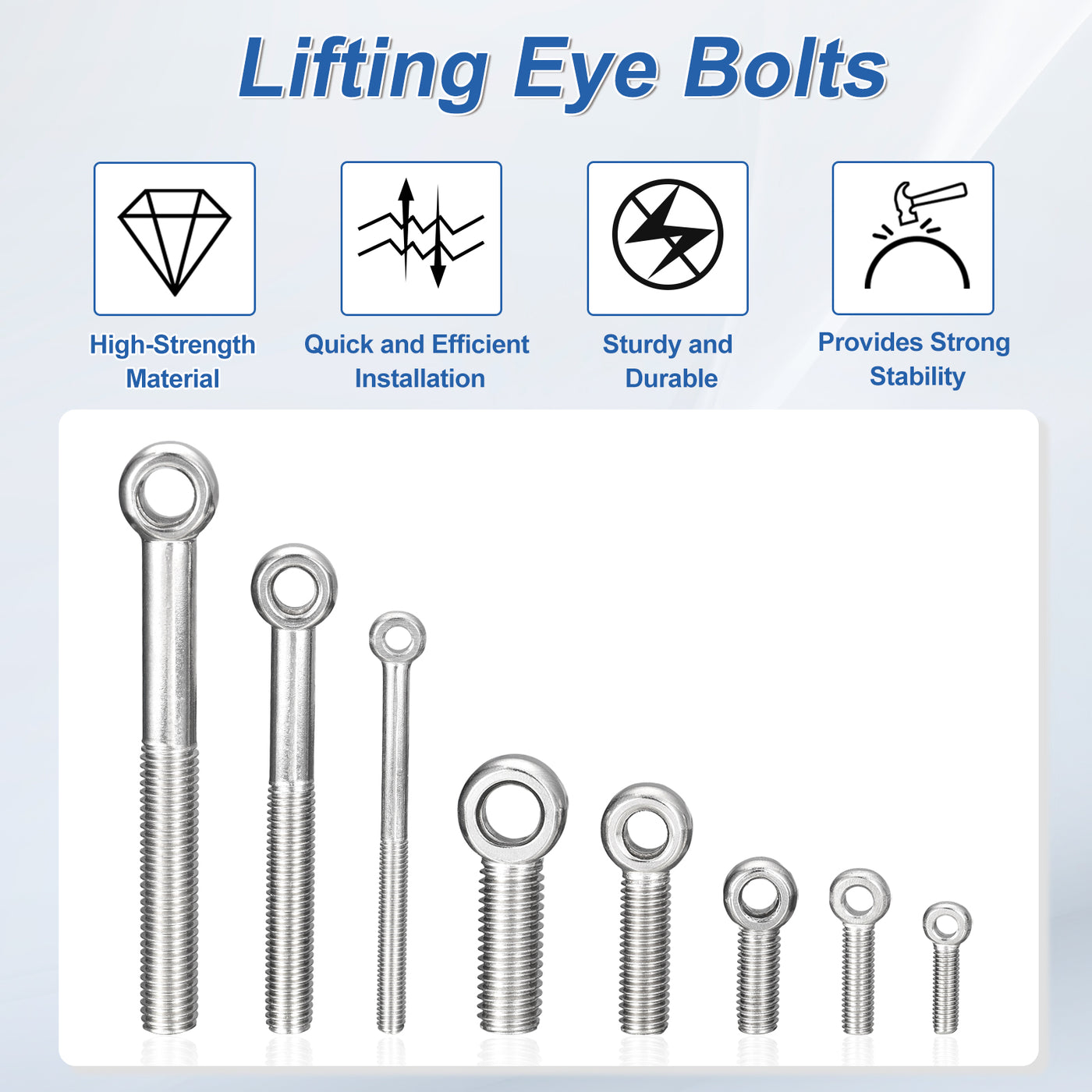 Uxcell 4Pcs M10 x 65mm Lifting Eye Bolts, 304 Stainless Steel Machinery ...
