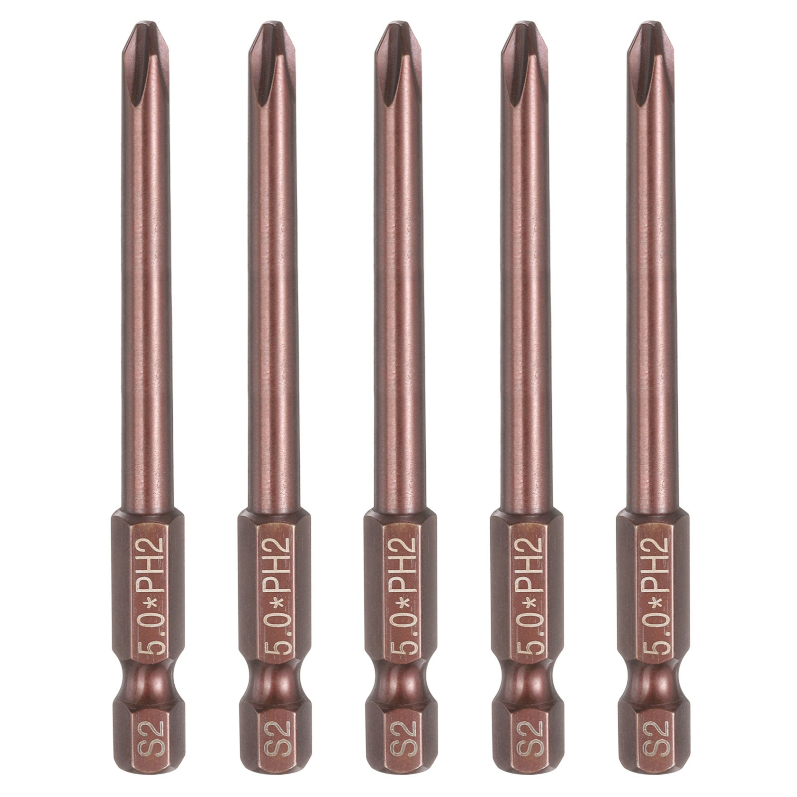 5pcs #2 Phillips Screwdriver Bit PH2 1/4" Hex Shank 3" (75mm) Long 0.2 ...