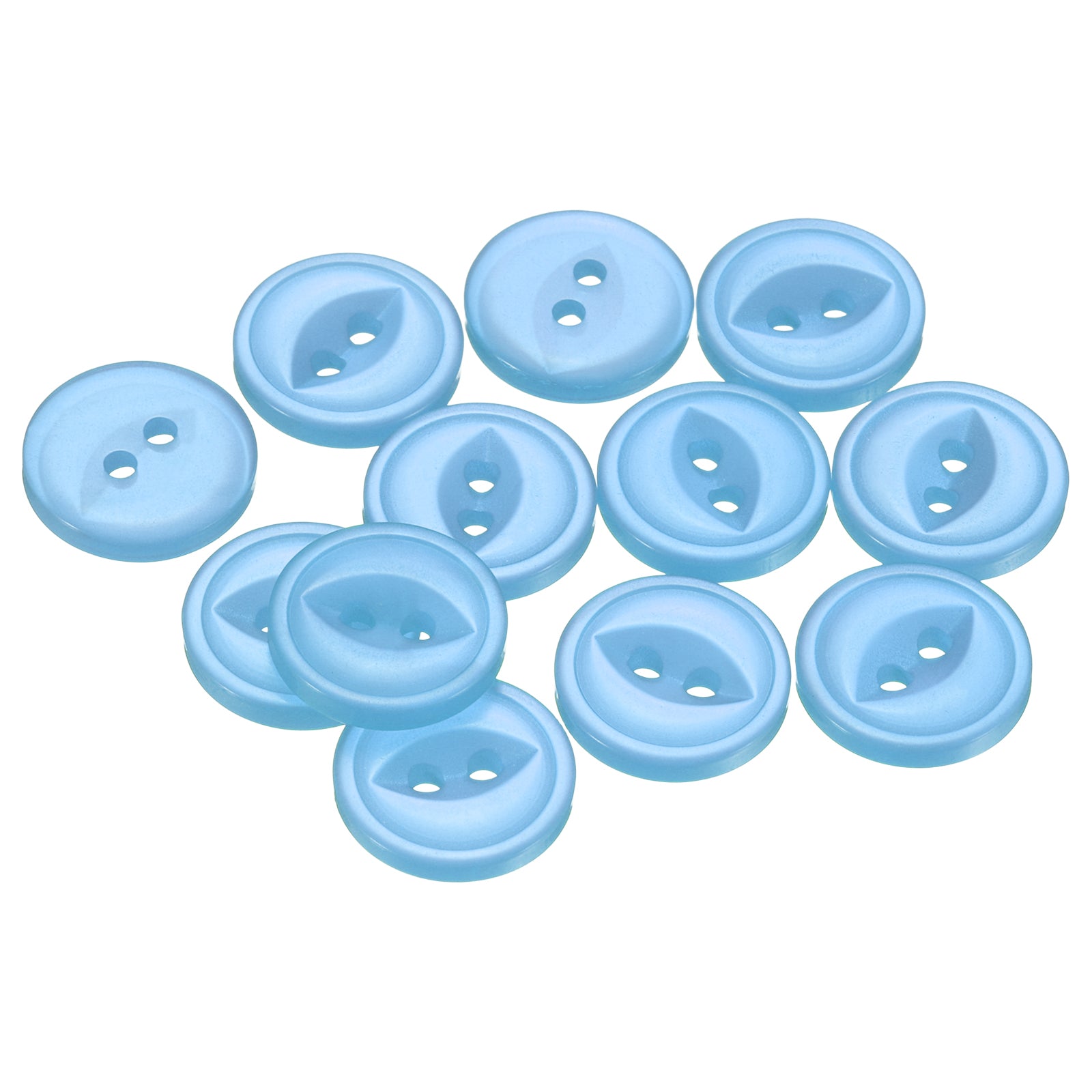 50pcs Sky Blue Round Sewing Buttons 12.5mm Resin 2-Hole Fish Eye Craft ...