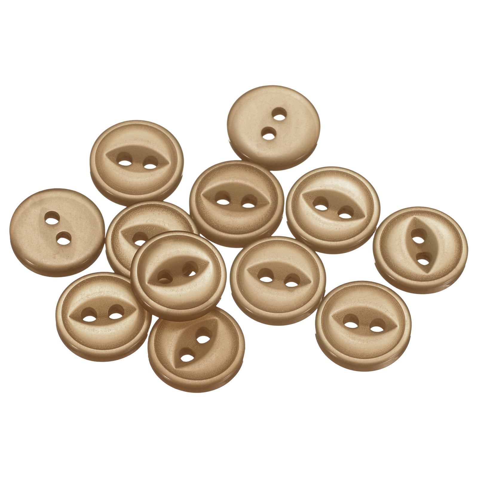 50pcs Brown Round Sewing Buttons 11.5mm Resin 2-Hole Fish Eye Craft ...