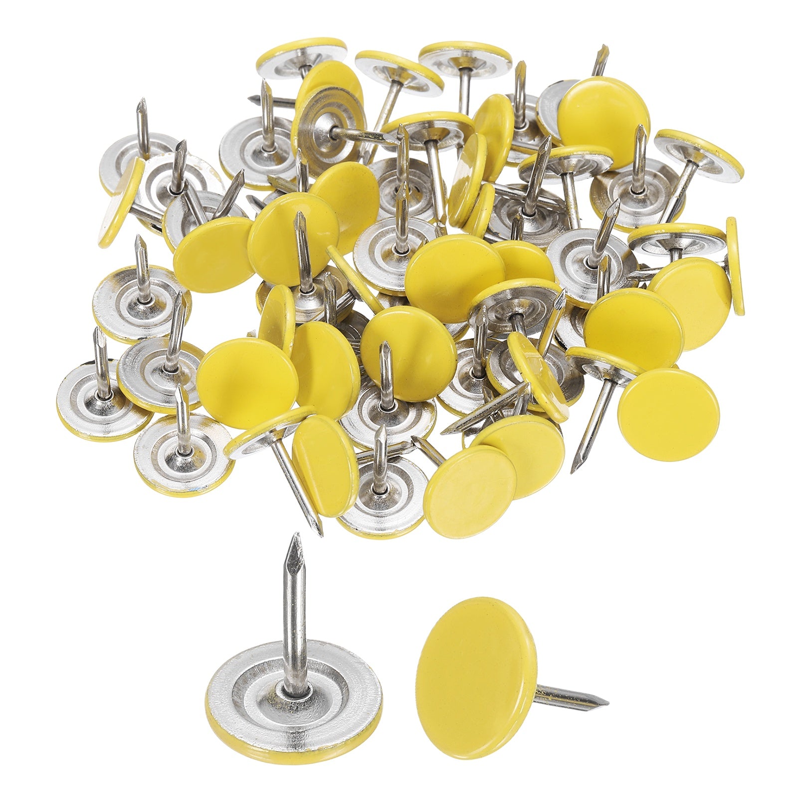 Uxcell 150Pcs Upholstery Tacks, 11mmx13mm Flat Head Thumb Tack, Yellow ...