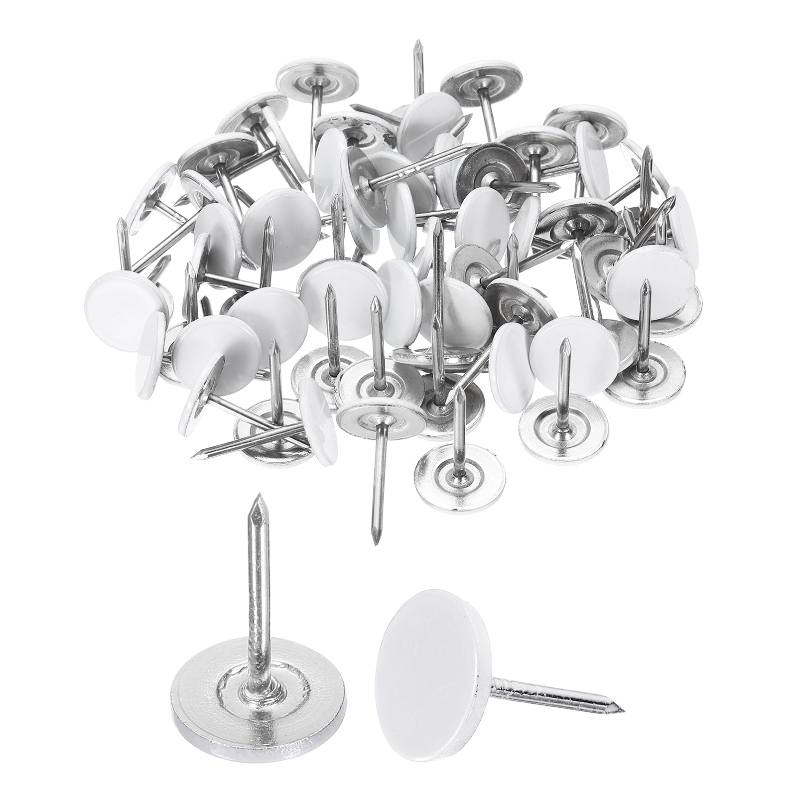 Uxcell 100Pcs Upholstery Tacks, 11mmx17mm Flat Head Thumb Tack, White ...