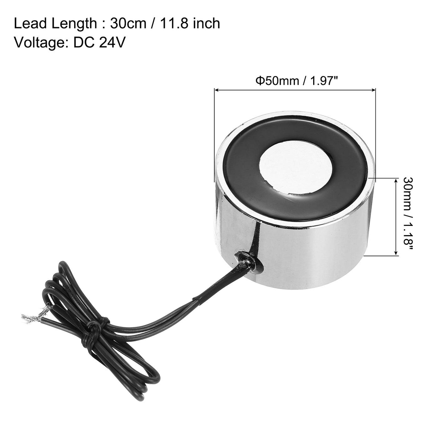 Uxcell Solenoid Electromagnet DC 24V 6.5W 132LB/60Kg Round Electric ...