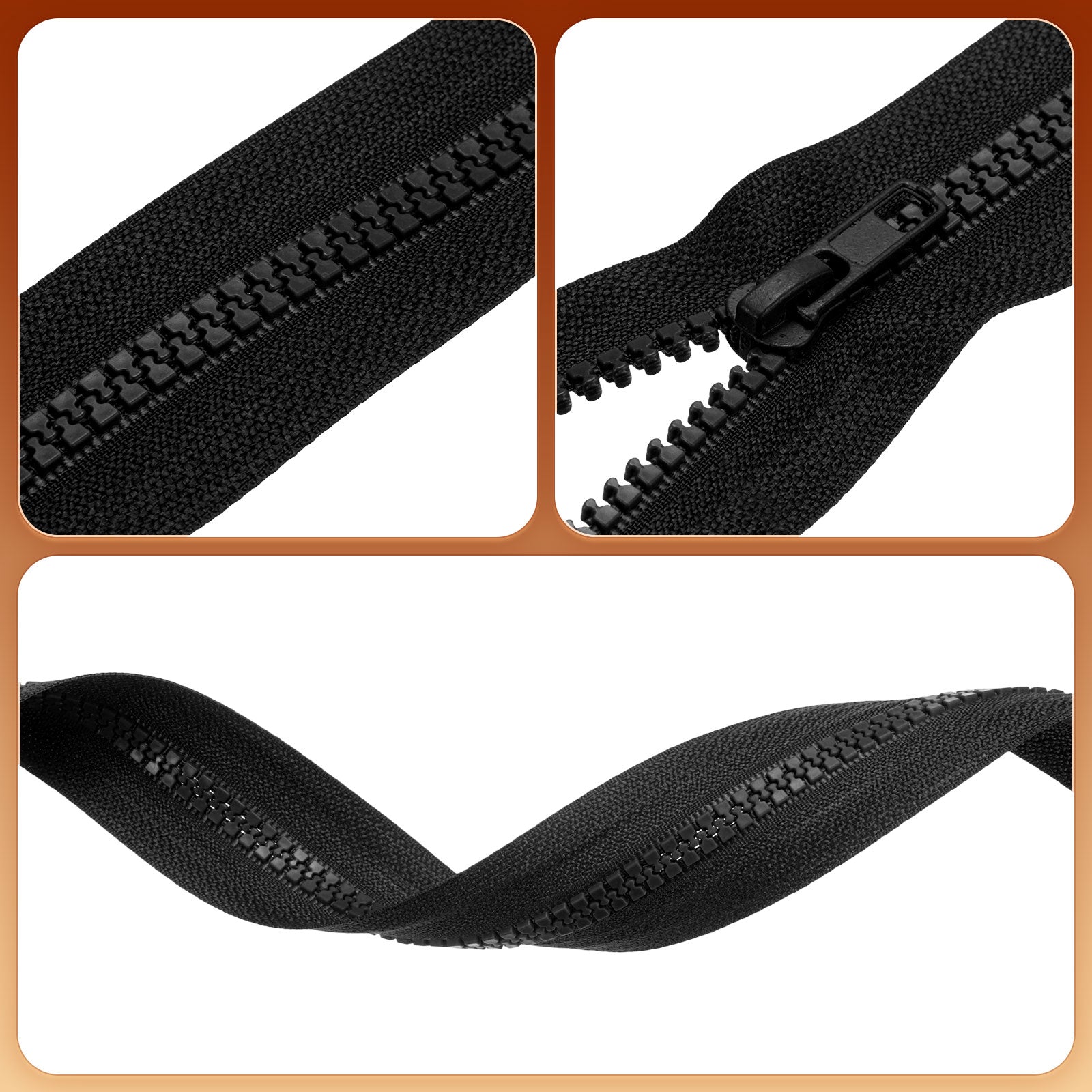2pcs Sewing Invisible Zippers 9 Inch Resin Hidden Coil Zipper, Black ...