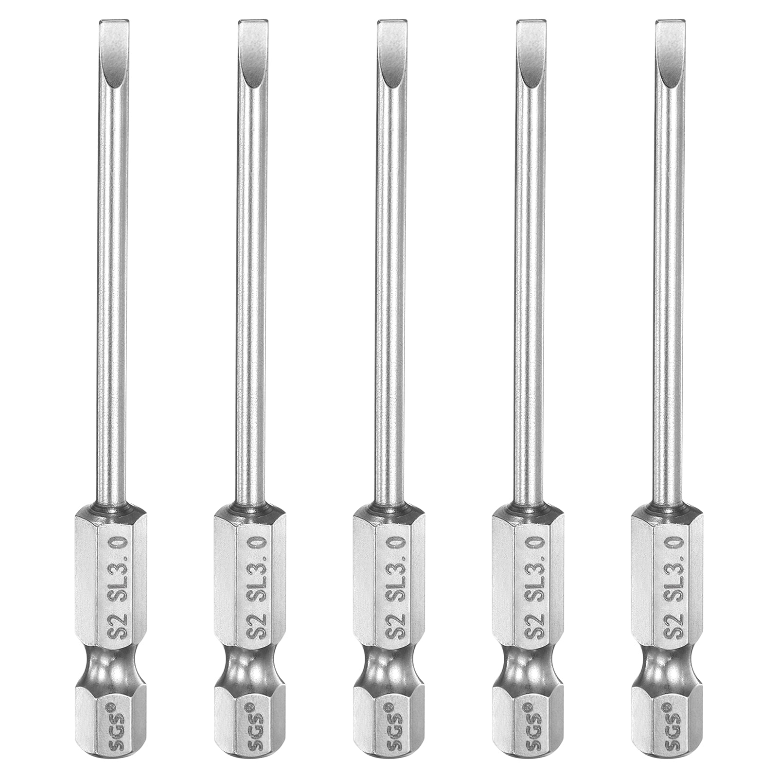 5pcs SL3 Slotted Screwdriver Bits 1/4" Hex Shank 3" Long Magnetic Screw ...