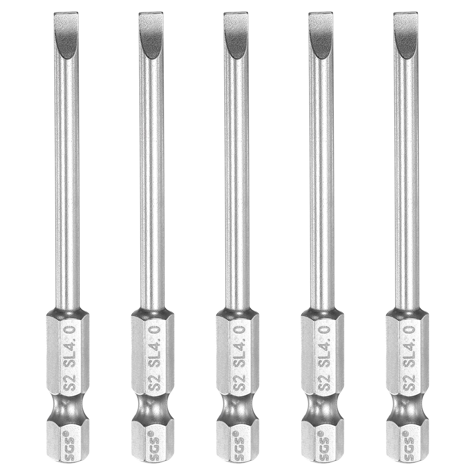 5pcs SL4 Slotted Screwdriver Bits 1/4" Hex Shank 3" Long Magnetic Screw ...