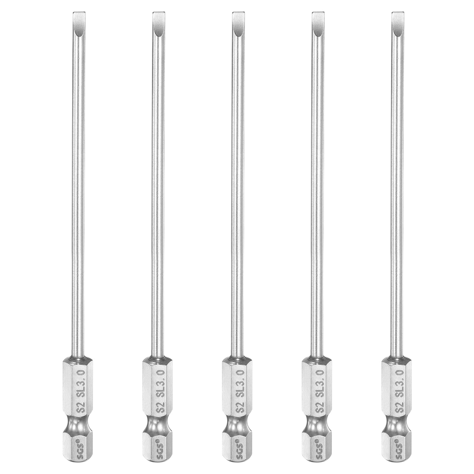 5pcs SL3 Slotted Screwdriver Bits 1/4" Hex Shank 4.3" Long Magnetic ...