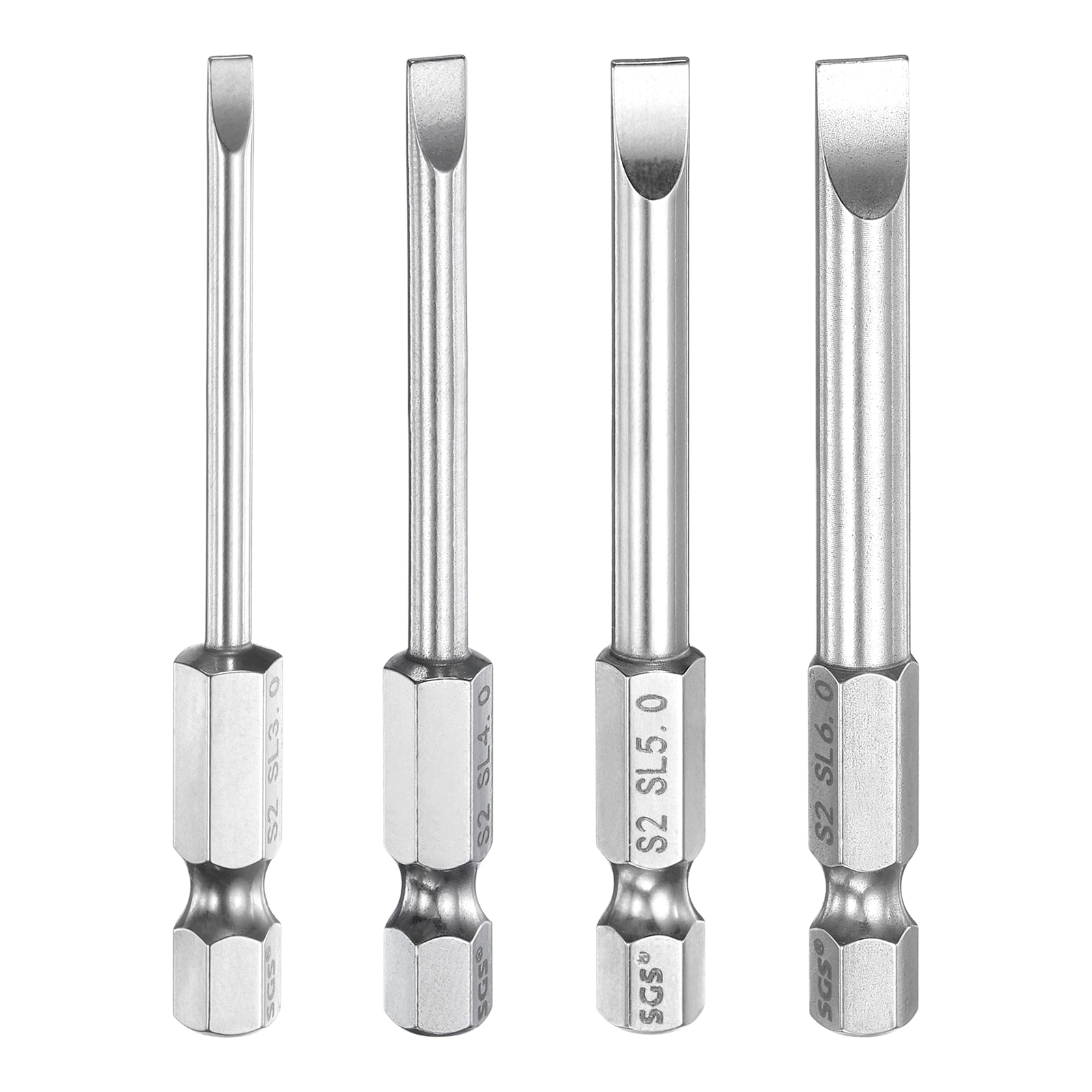 4pcs SL3-SL6 Slotted Screwdriver Bits 1/4" Hex Shank 2.6" Magnetic ...