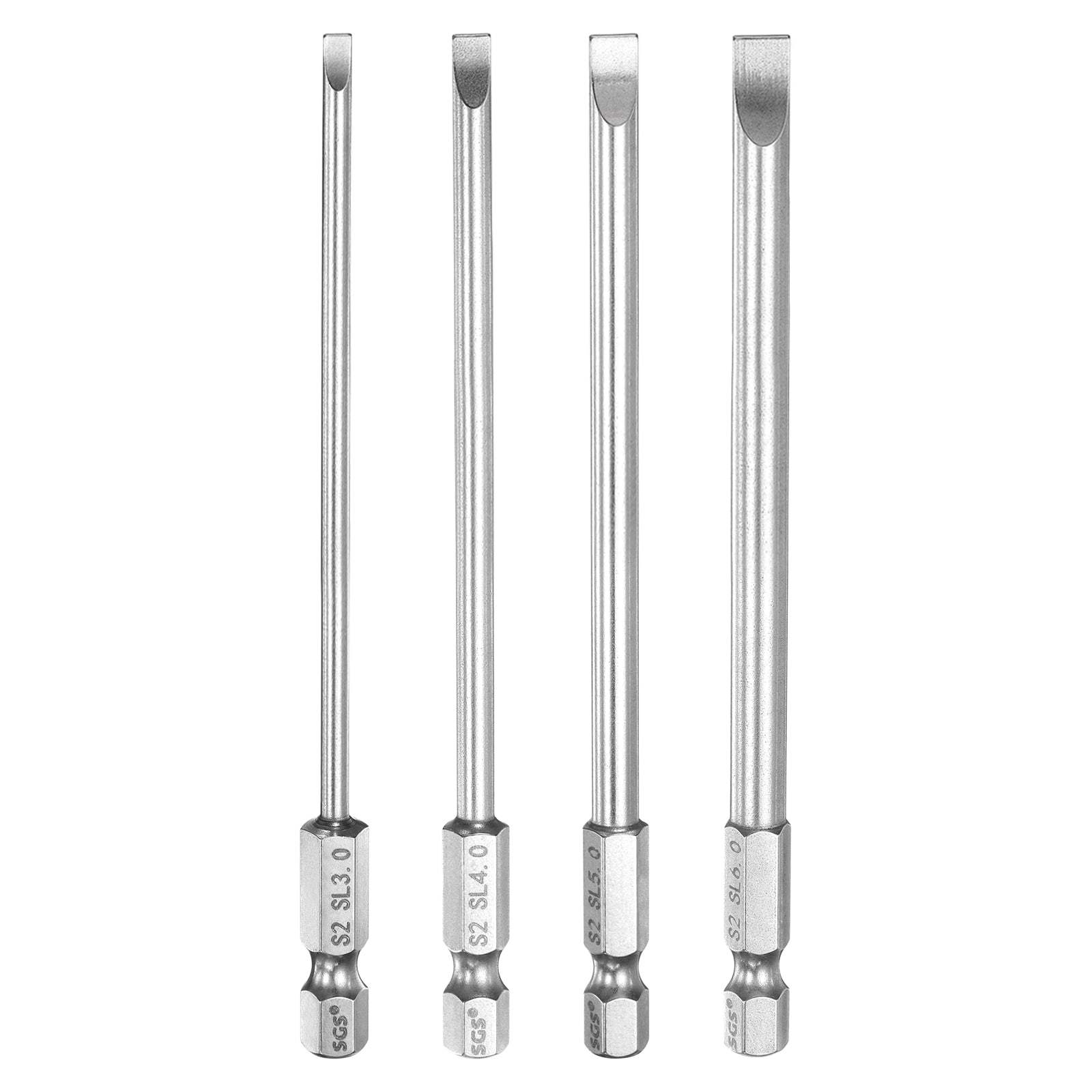 4pcs SL3-SL6 Slotted Screwdriver Bits 1/4" Hex Shank 4.3" Magnetic ...