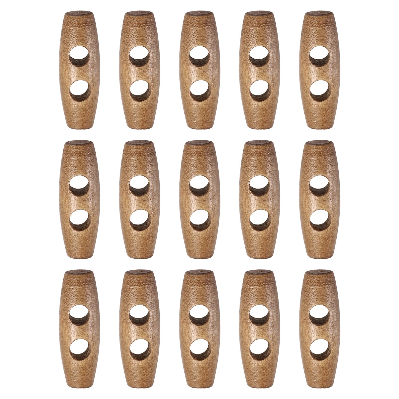 15pcs Wooden Toggle Buttons 30mm Double Hole Olive Sewing Button, Light ...