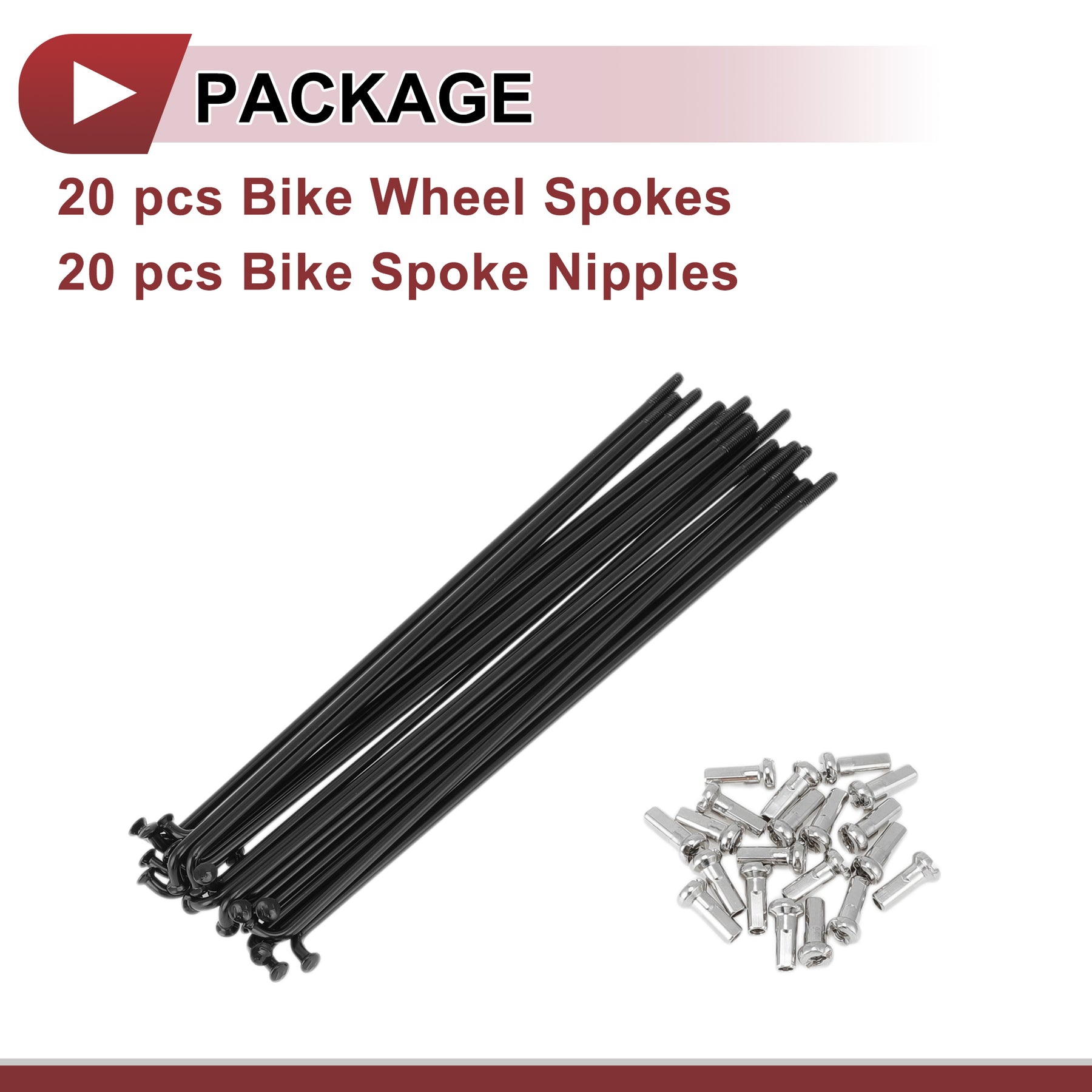 20 Set 13G Bicycle Spokes 133mm Bike Wheel Spokes 304 Stainless Steel ...