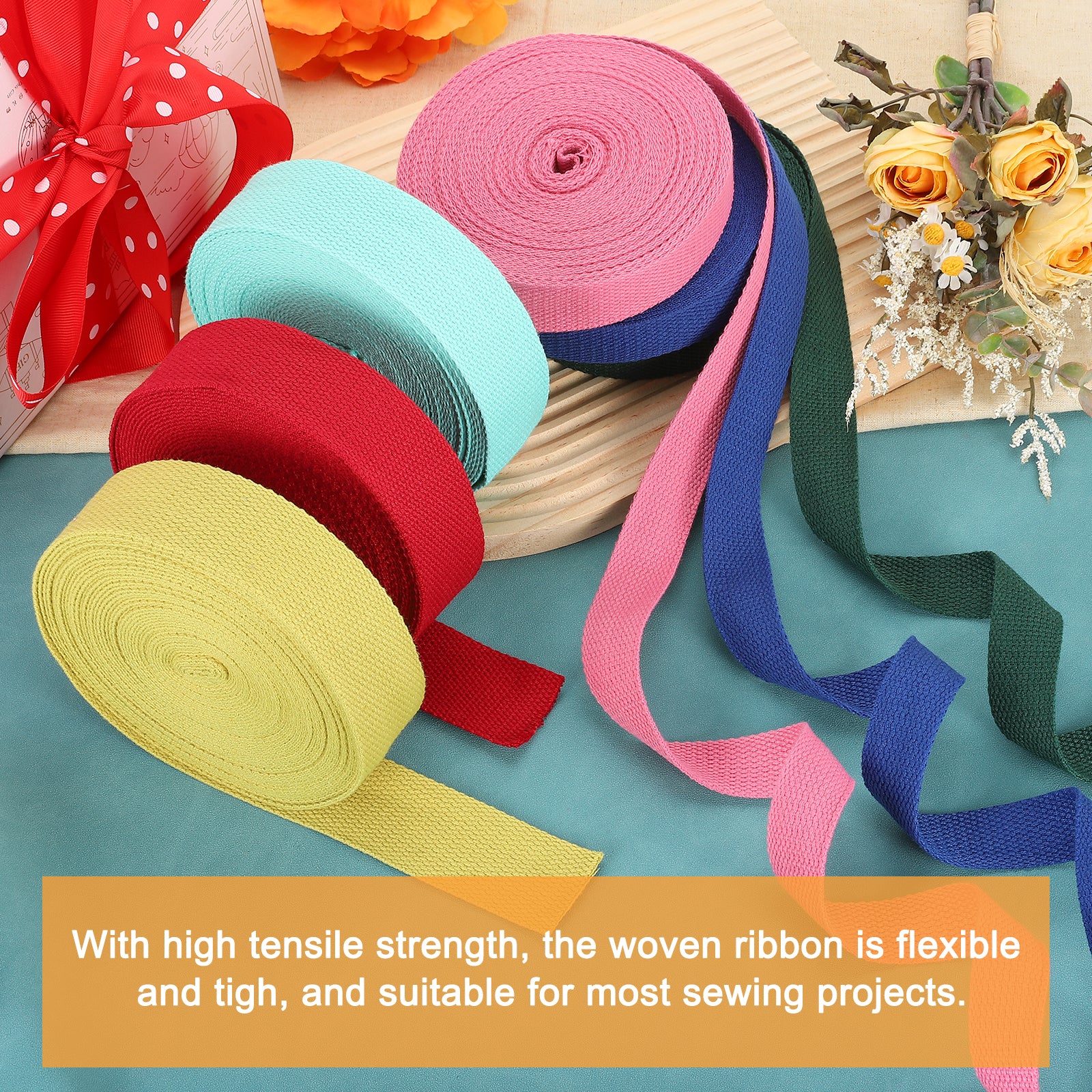 Cotton Webbing 0.8 Inch 15.3 Yard Polyester Cotton Webbing Strap, Khaki ...