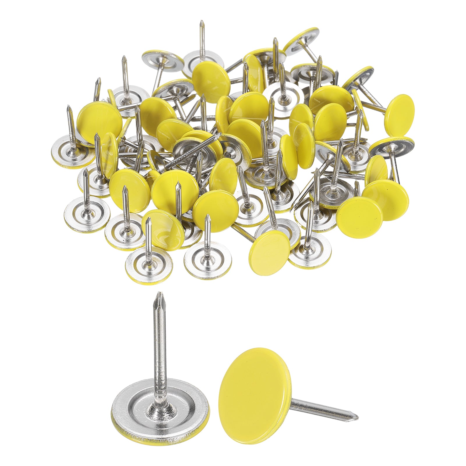 Uxcell 200Pcs Push Pins, 11mmx17mm Round Flat Head Decorative Thumb ...