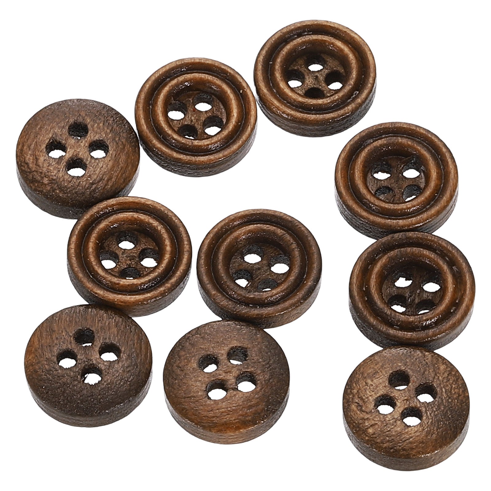 10pcs 18L DIY Sewing Buttons 15/32" Wooden Round 4-Hole Craft Buttons ...