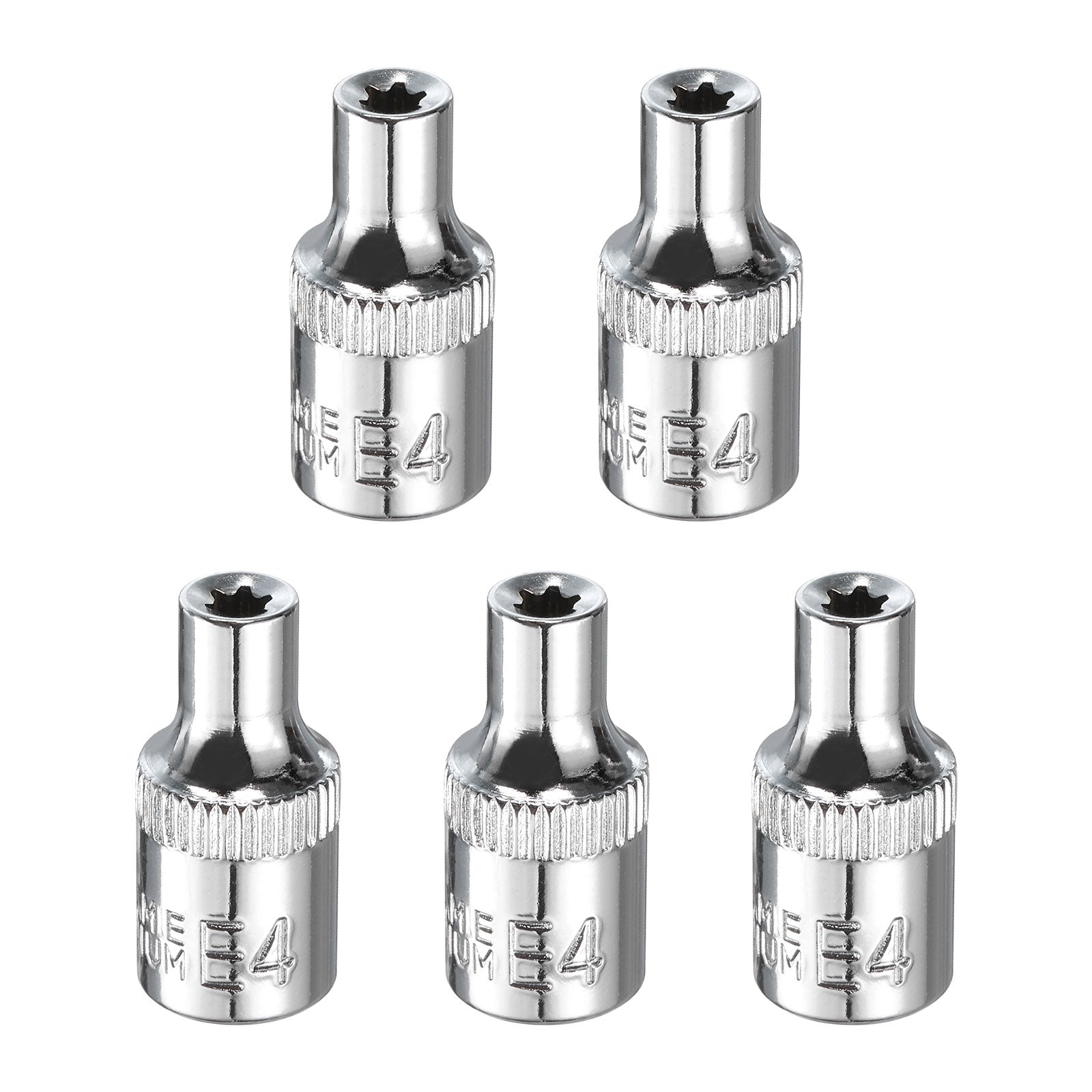 5pcs E-Torx Socket 1/4" Drive E4 Star Socket 1" Length 6 Point Spline ...