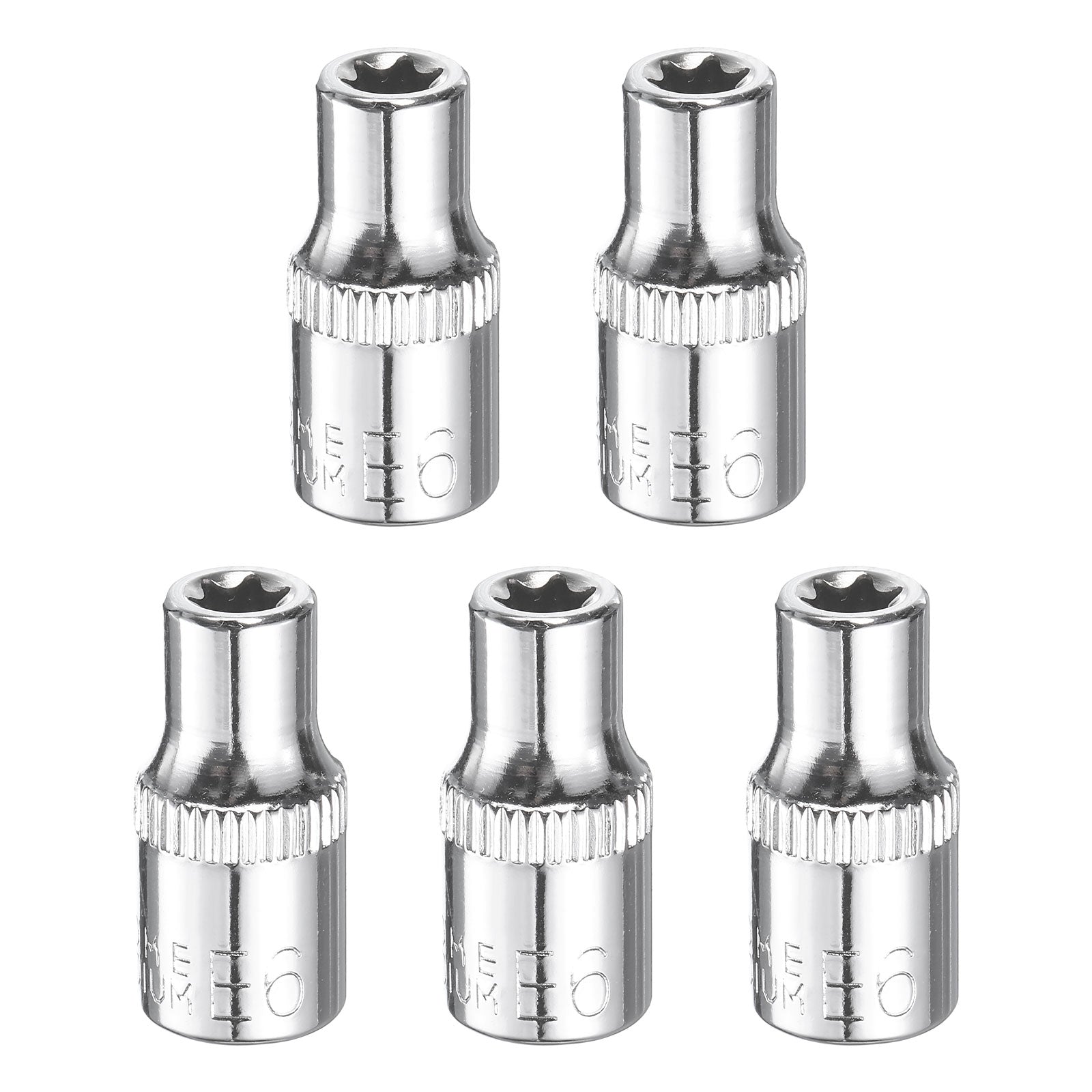 5pcs E-Torx Socket 1/4" Drive E6 Star Socket 1" Length 6 Point Spline ...