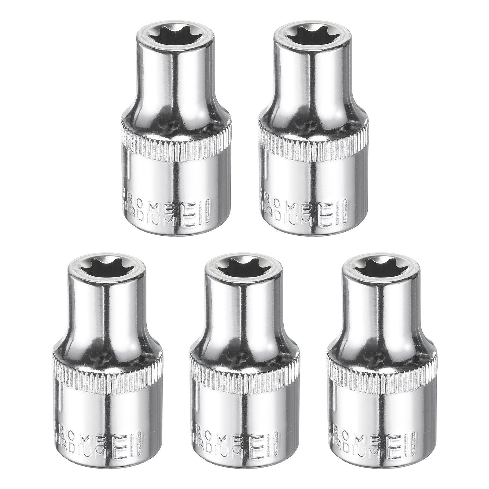 5pcs E-Torx Socket 1/2" Drive E11 Star Socket 1.5" Length 6 Point ...
