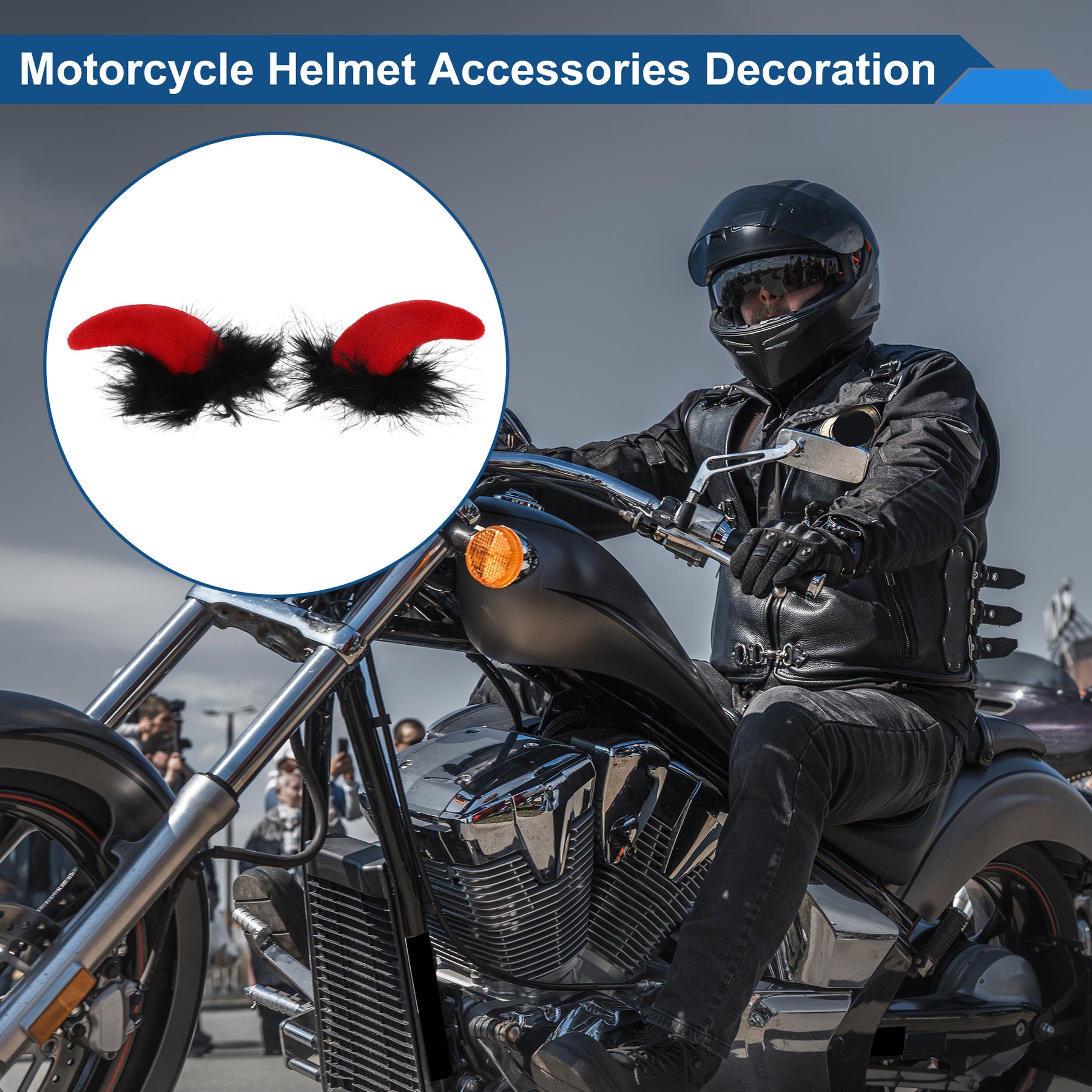 Motorcycle Helmet Accessories Decoration Red Black Plush Stickers 1 Set ...