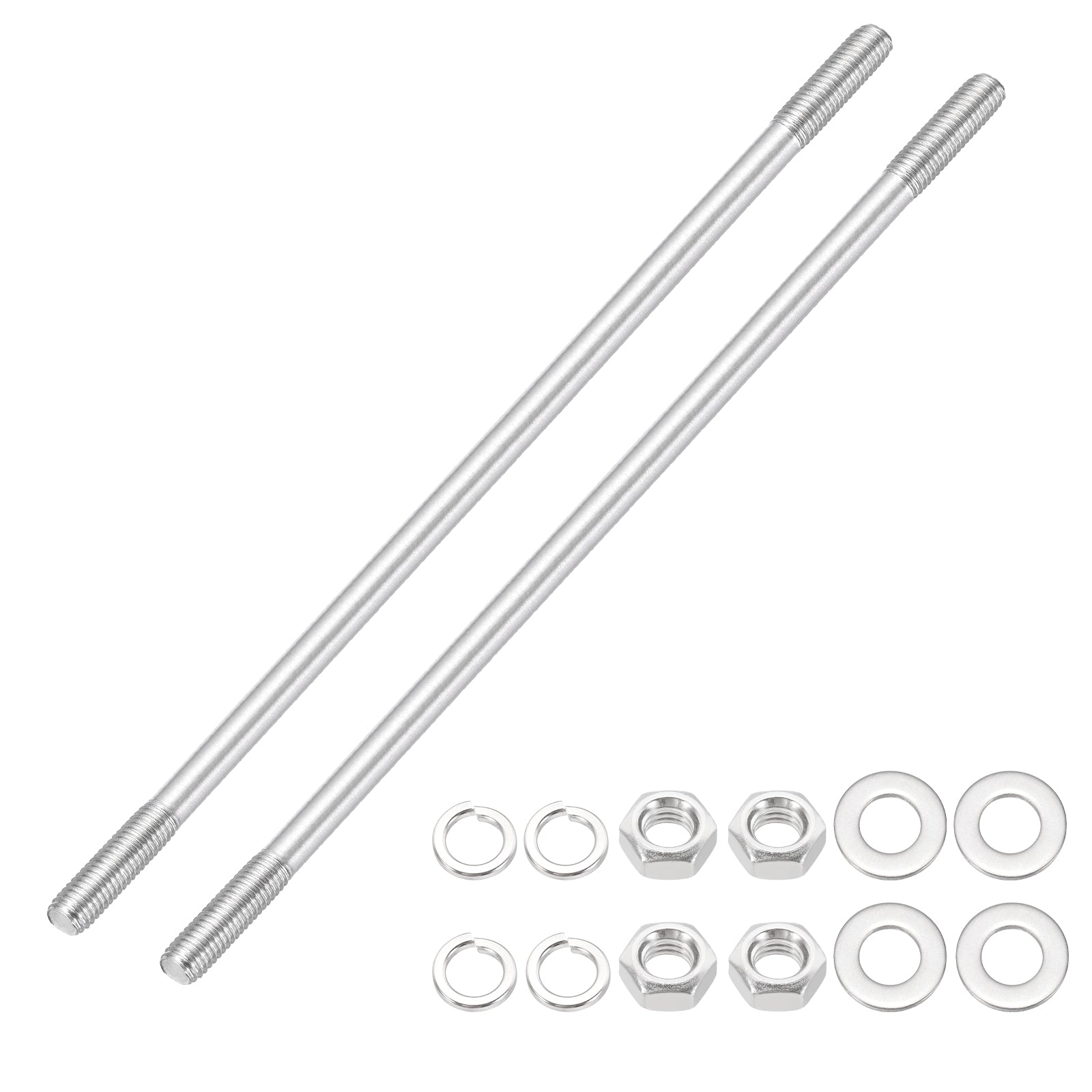 2Set M8x220mm Double Ended Stud Screws,304 Stainless Steel Rod with Nut ...