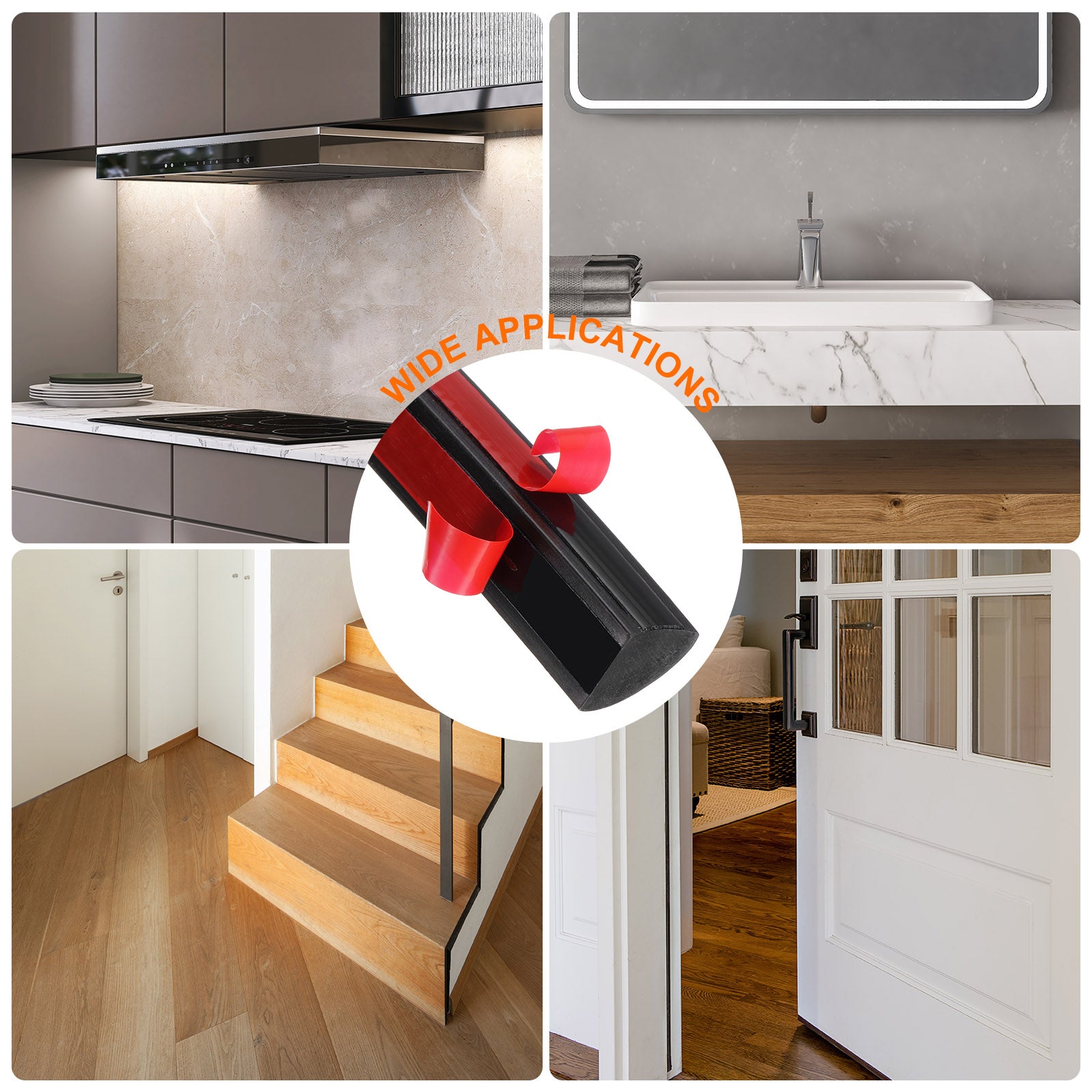 1/2"x1/2"x39" Flexible Quarter Round Wall Trim Double Self-adhesive ...