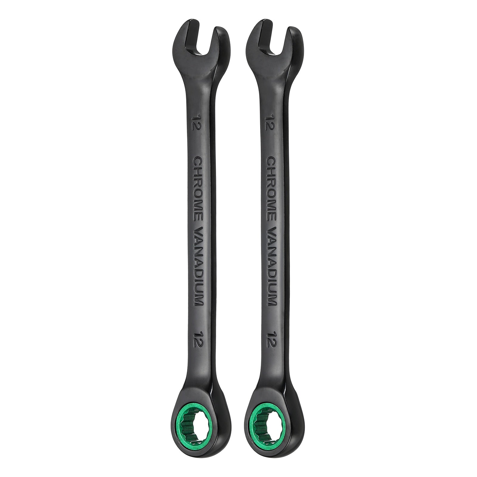 2pcs 12mm Ratcheting Wrench Ratchet Box Ended Open End Spanner Black ...