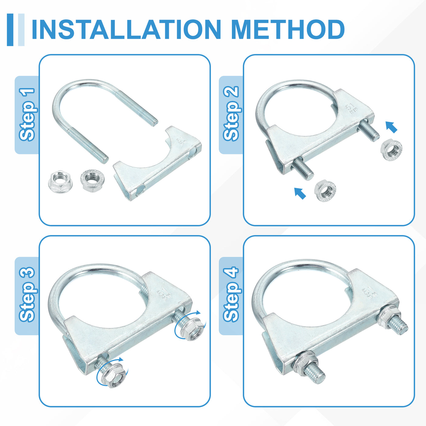 U Bolt Muffler Exhaust Clamp 127mm/5" Galvanized Iron U-Bolt Clamps ...