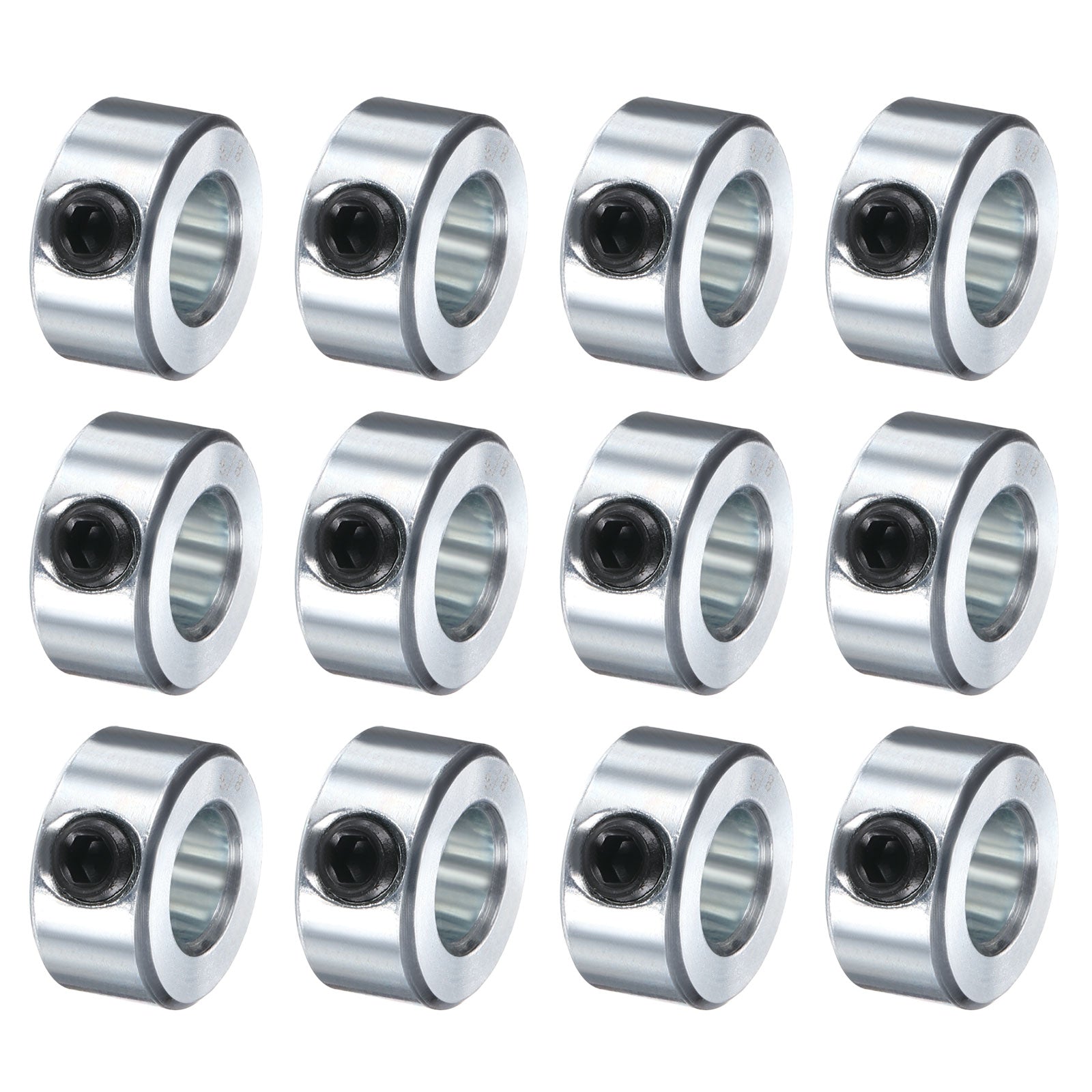 Uxcell 12pcs Set Screw Collars 3/8" Bore Carbon Steel Shaft Collars, 3/ ...
