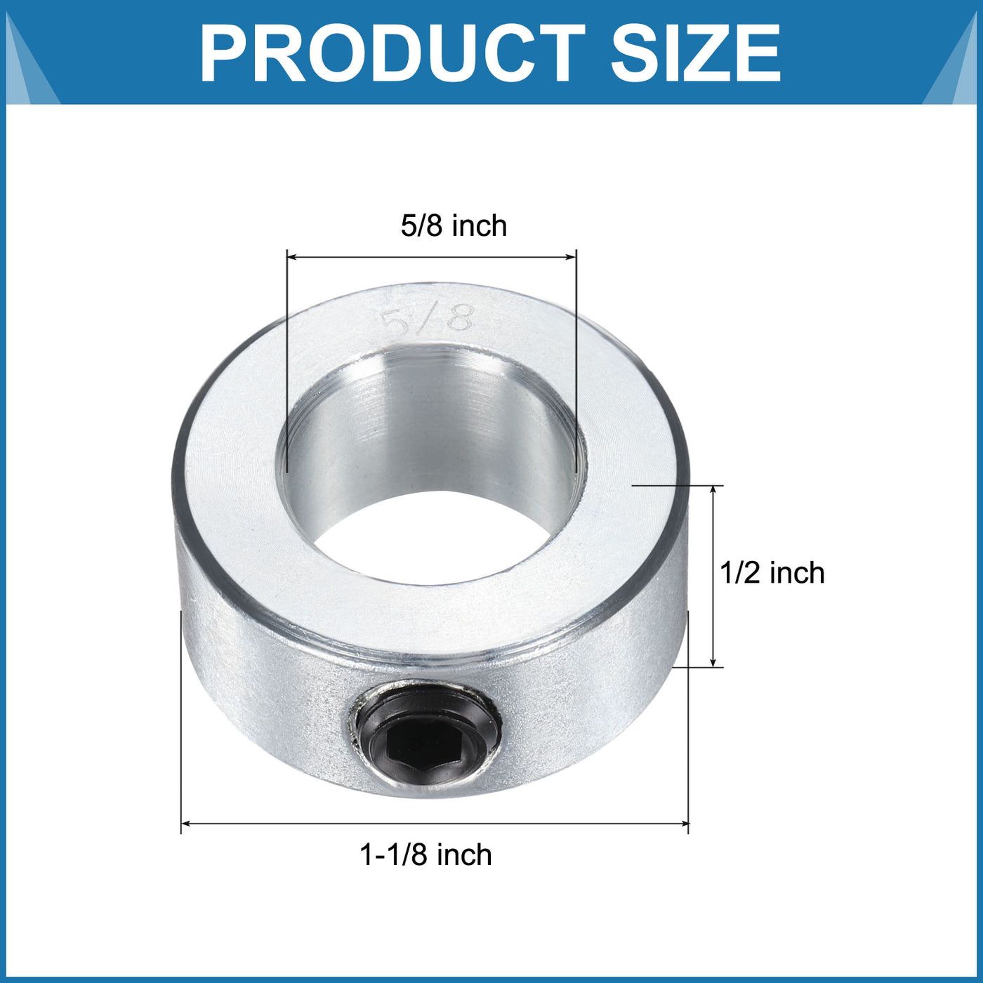 Uxcell 12pcs Set Screw Collars 5/8" Bore Carbon Steel Shaft Collars, 1 ...