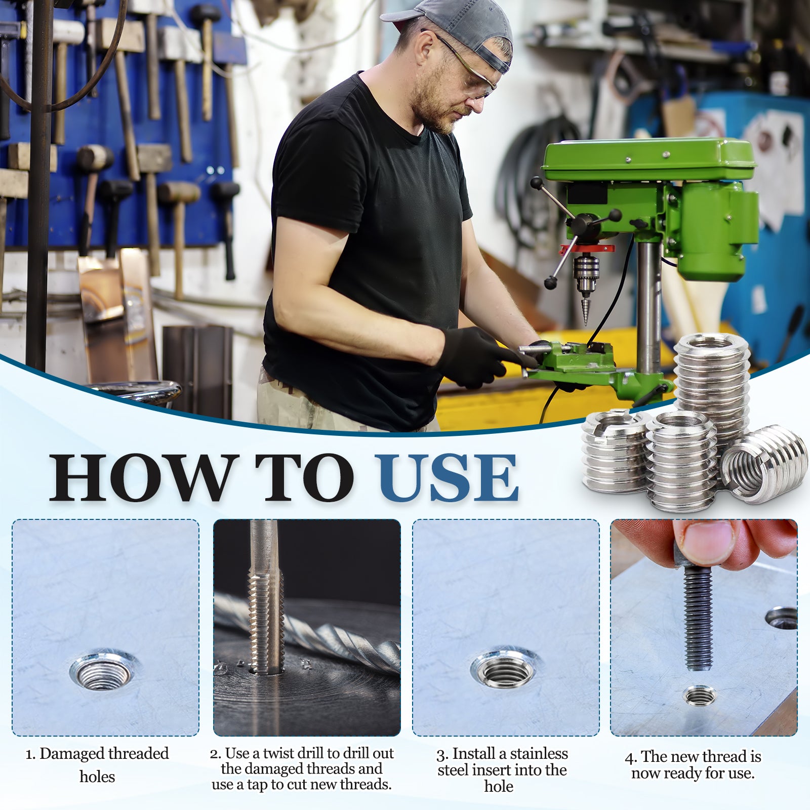 Uxcell 12Pcs 12mm 316 Stainless Steel Reducing Nut, M8x1.25 Male to ...