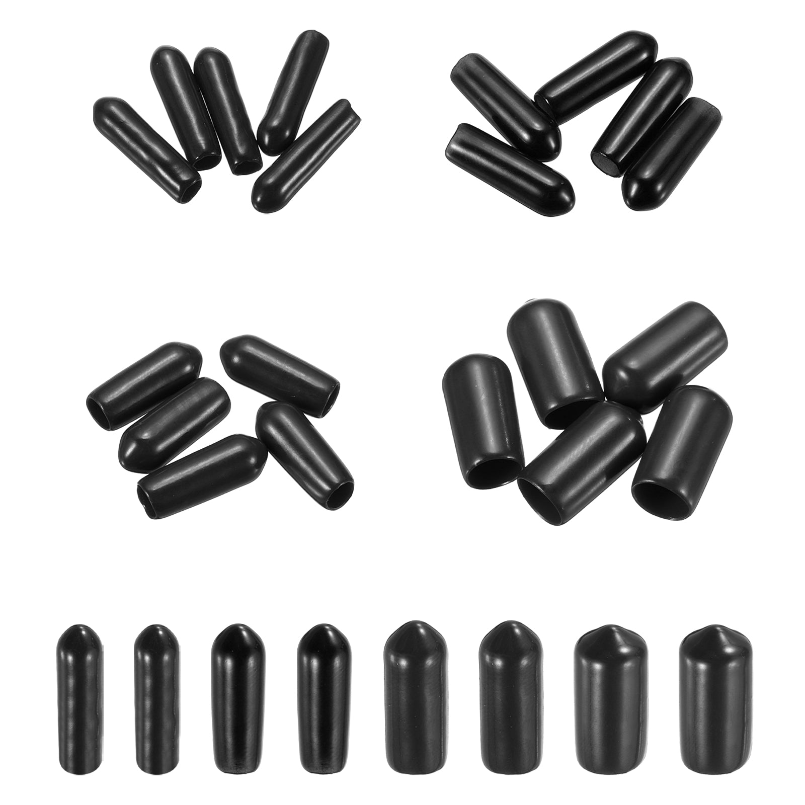 80pcs Round End Protective Caps 1.5mm 3mm 4.5mm 6mm Black | Harfington